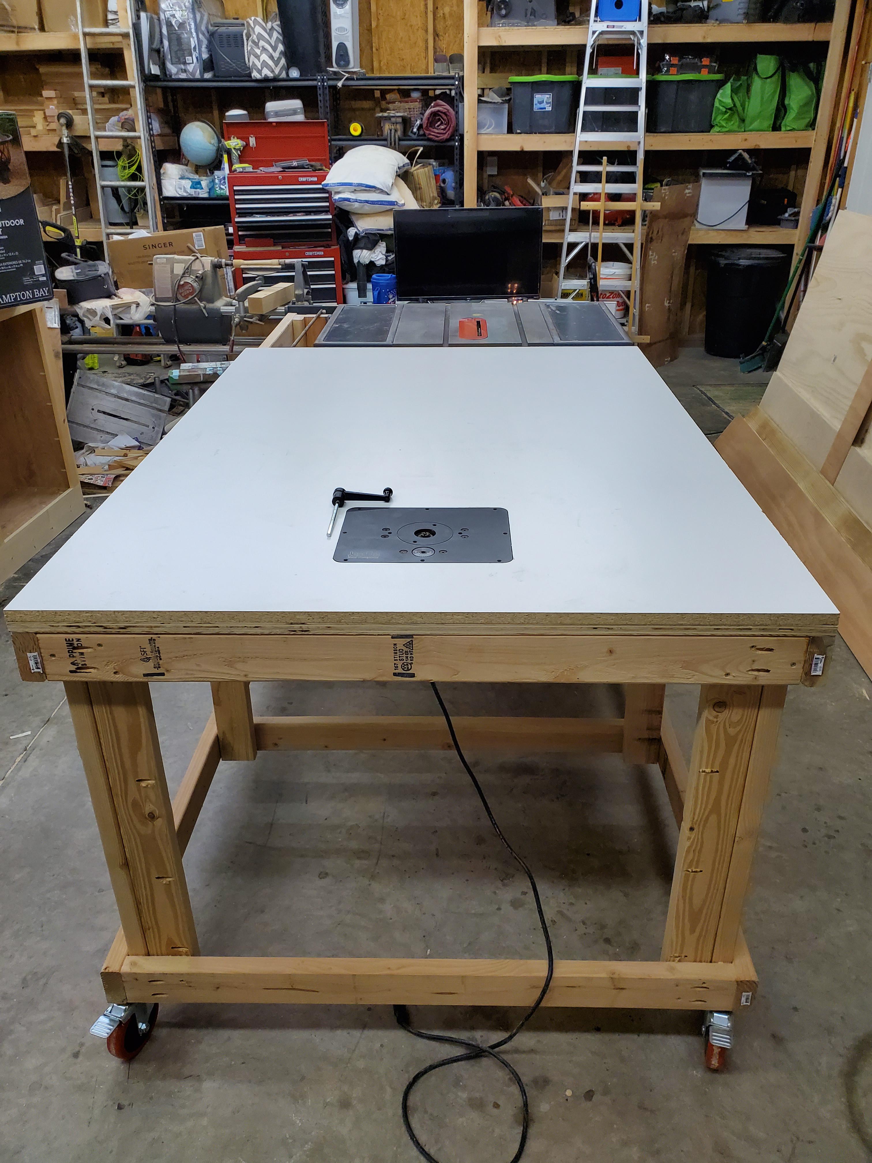 All-in-one workbench: melamine top added with JessEm router lift. Game changer! | Scrolller
