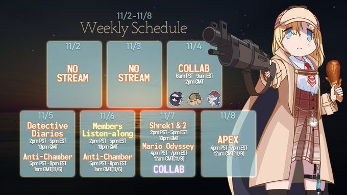 Amelia's new weekly schedule features something a bit too familiar (art by @Luluni764) | Scrolller