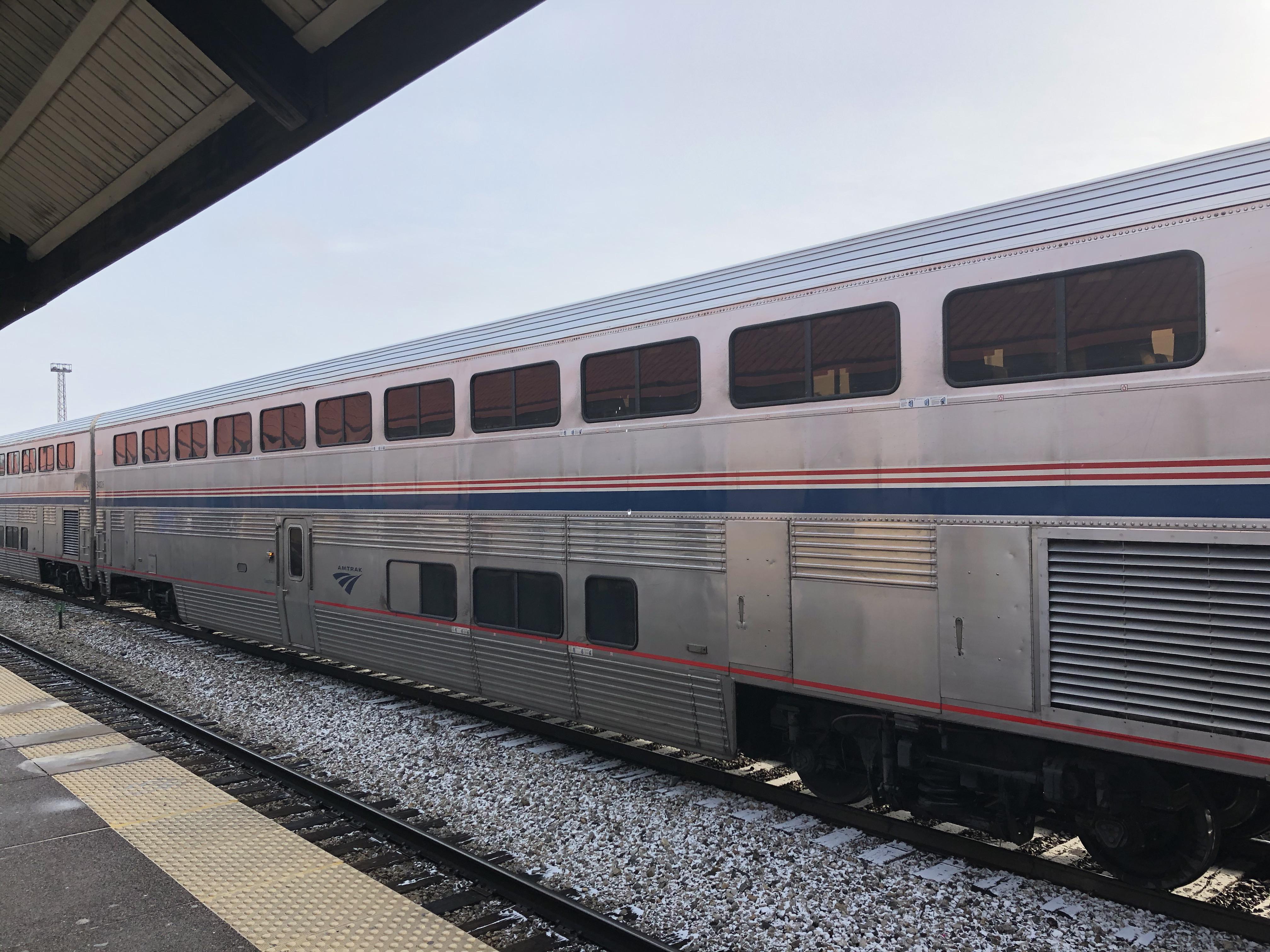 Amtrak Superliners on their way south from Chicago, January 2020. | Scrolller