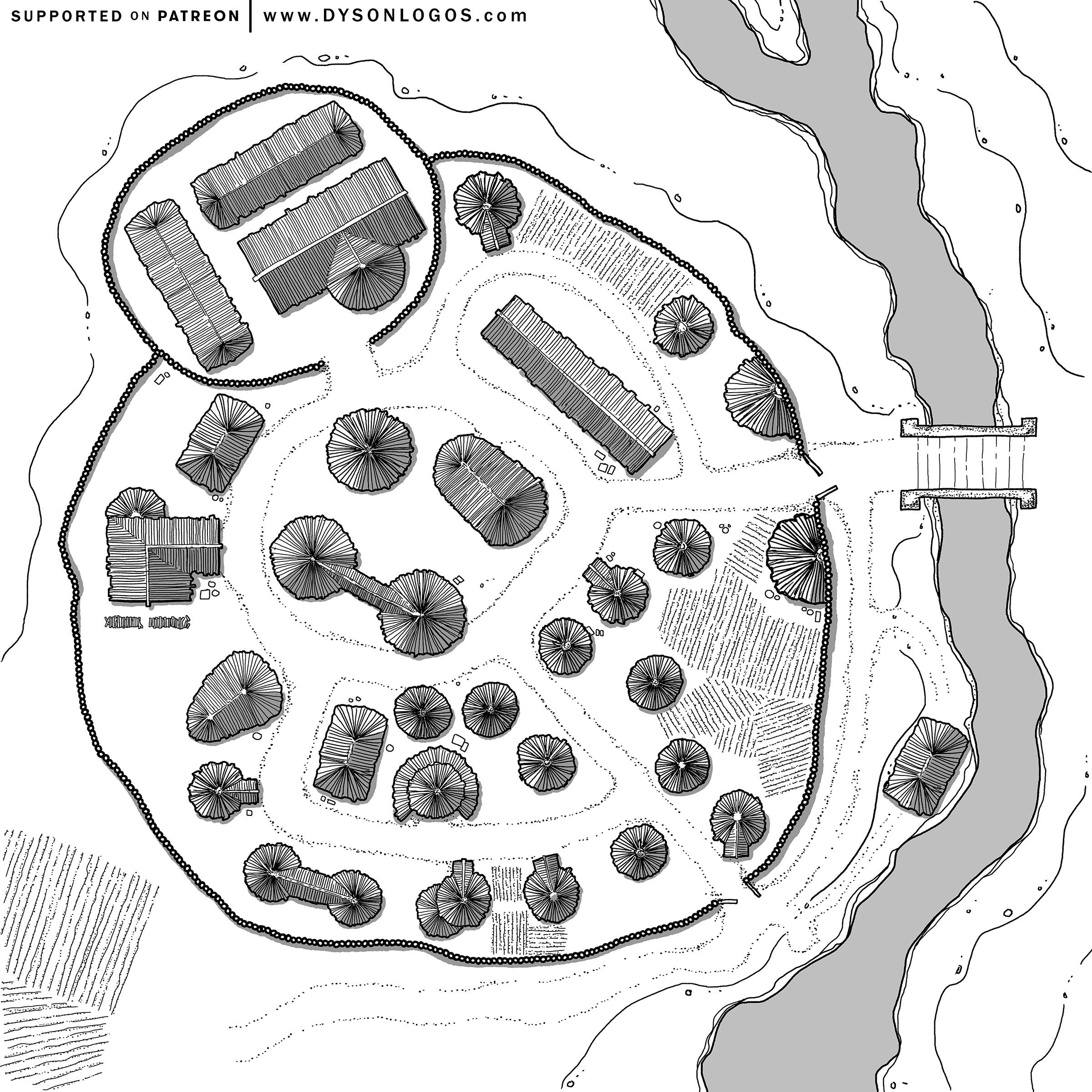 An experiment drawing a village of huts - The goblin village of Ormarsa | Scrolller