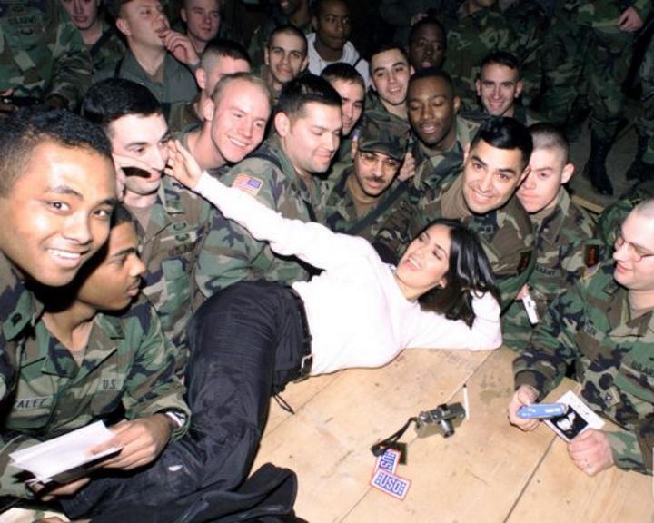 Salma Hayek cockteasing the troops. | Scrolller