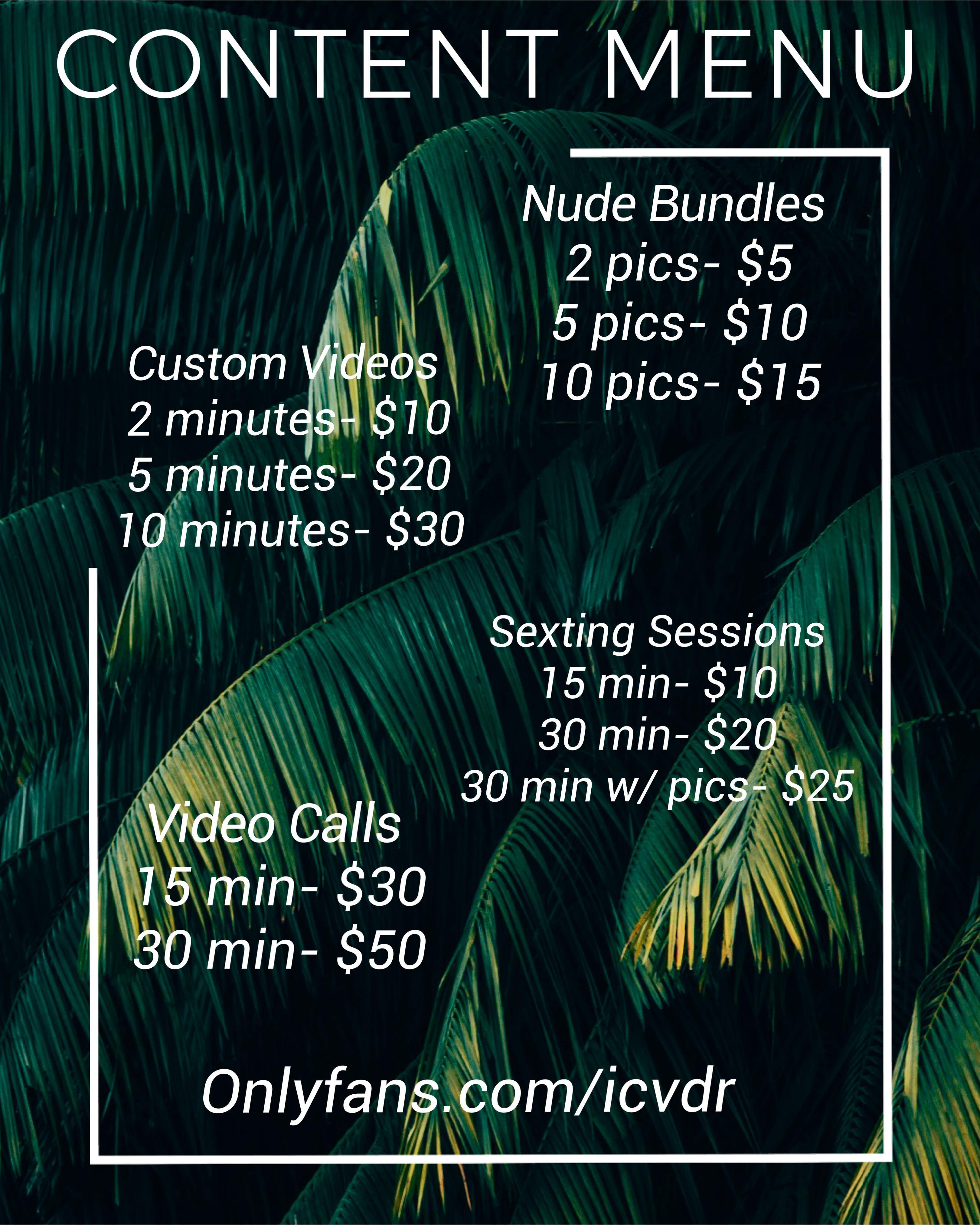 An updated menu for those who want custom content from me! | Scrolller