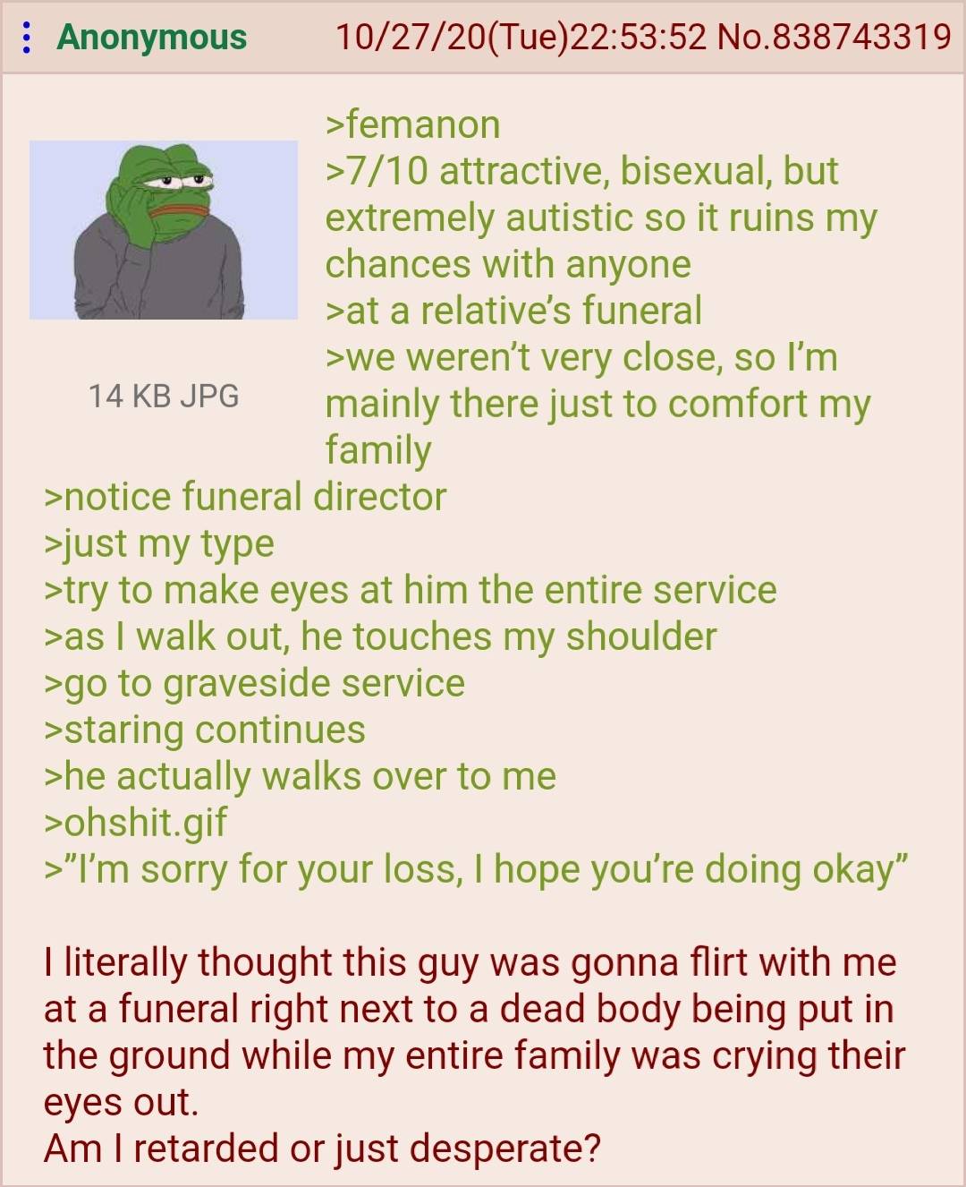 Anon attends a funeral | Scrolller