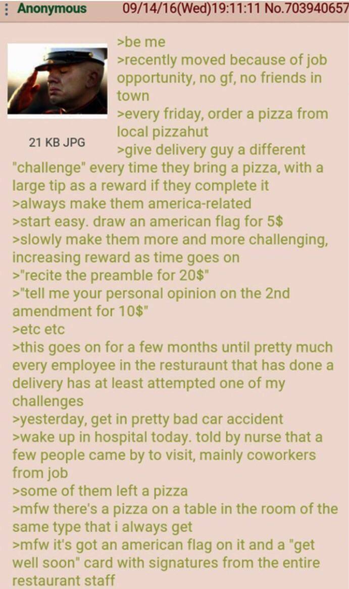 Anon buys pizza, receives friends | Scrolller