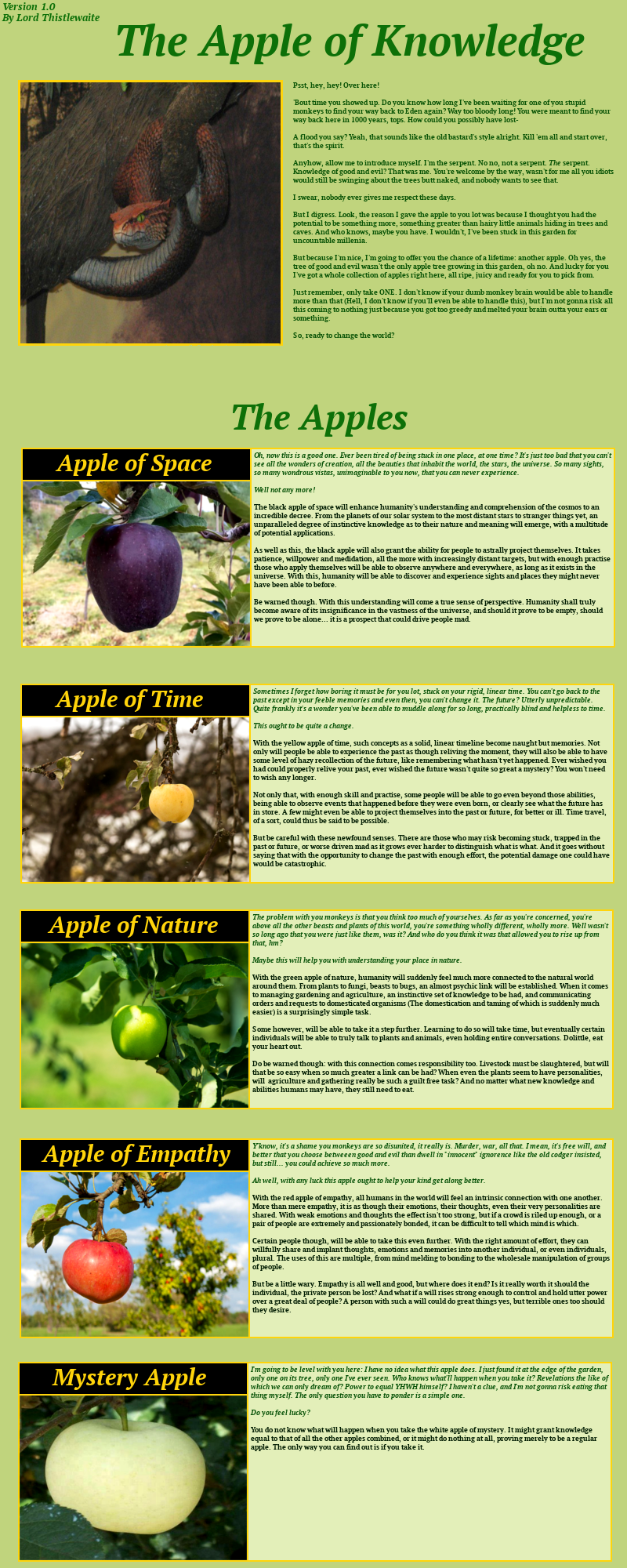 Apples of Knowledge CYOA [OC] | Scrolller