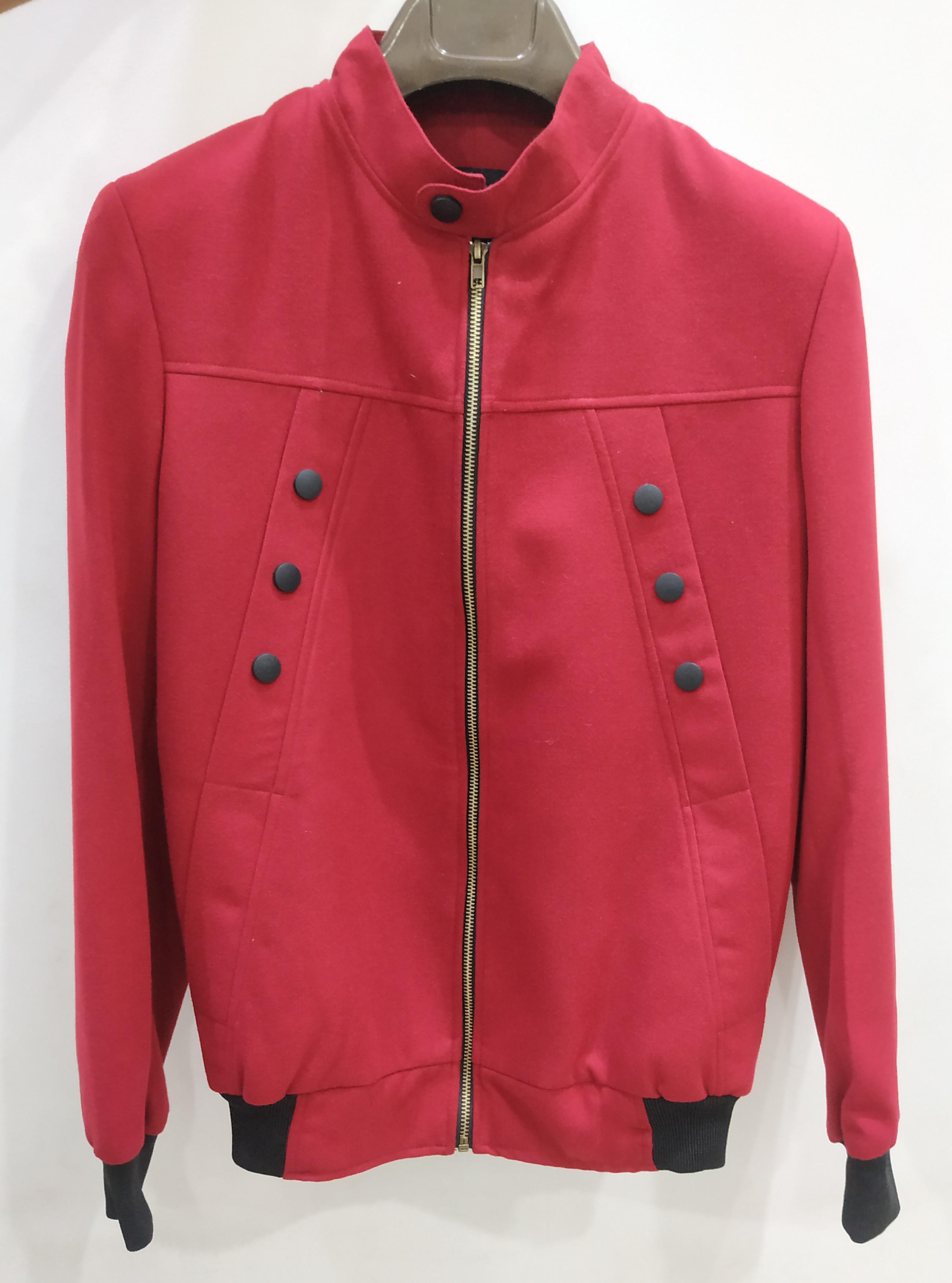 [ART] SELF DESIGN , CUT AND SEW RED TWEED BOMBER JACKET | Scrolller