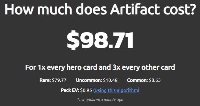 Artifact full collection price is under 100$ | Scrolller