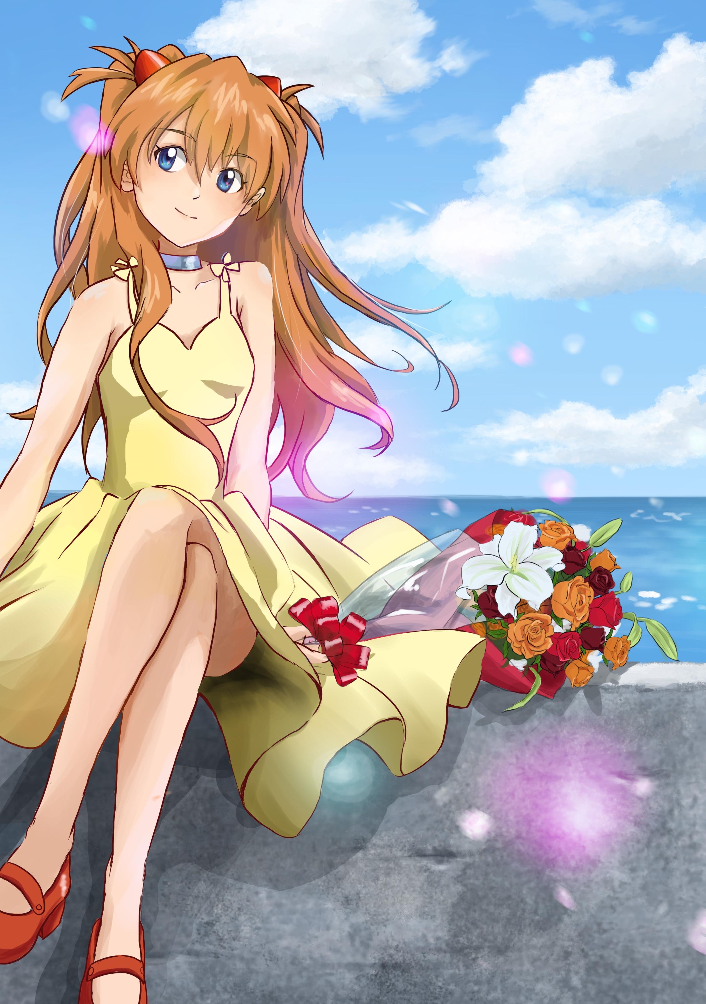 Asuka with flowers. | Scrolller