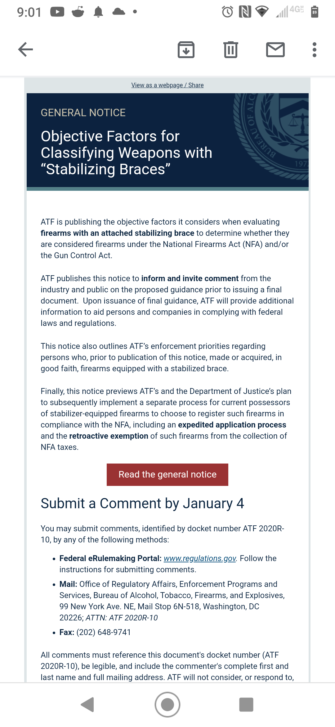 Atf publishing guidelines for classifying weapons with stabilizing braces, accepting comments ...