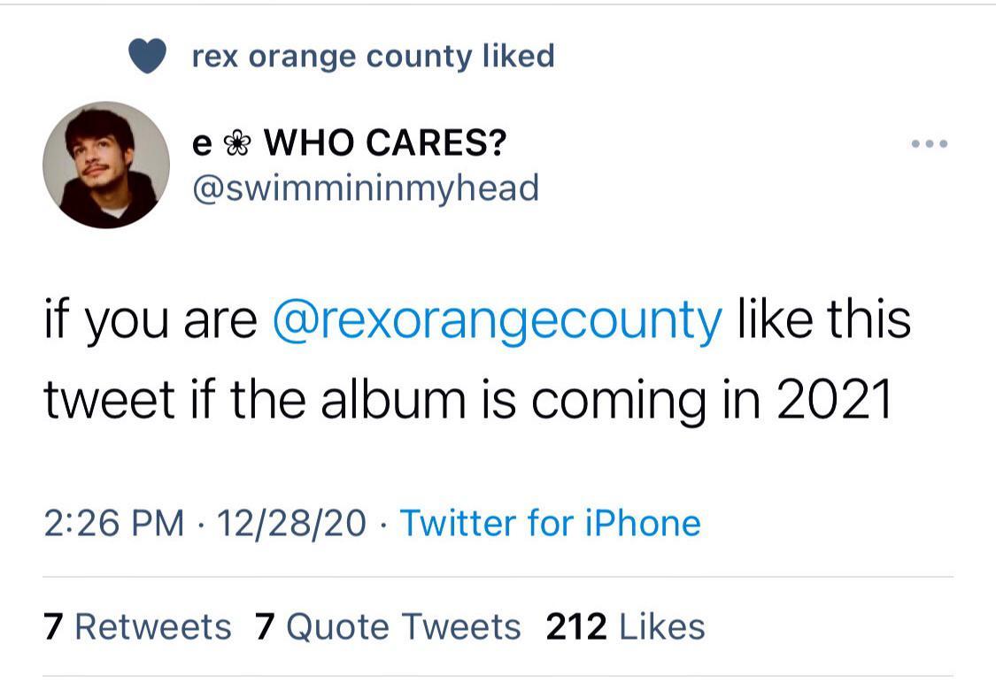 Ayyy he liked the tweet! New album 2021 confirmed! | Scrolller