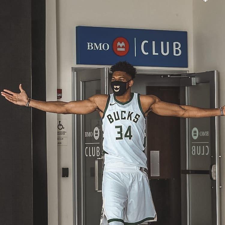 Back to back NBA MVP and known Challenge fan Giannis Antetokounmpo wearing a Johnny Bananas mask ...