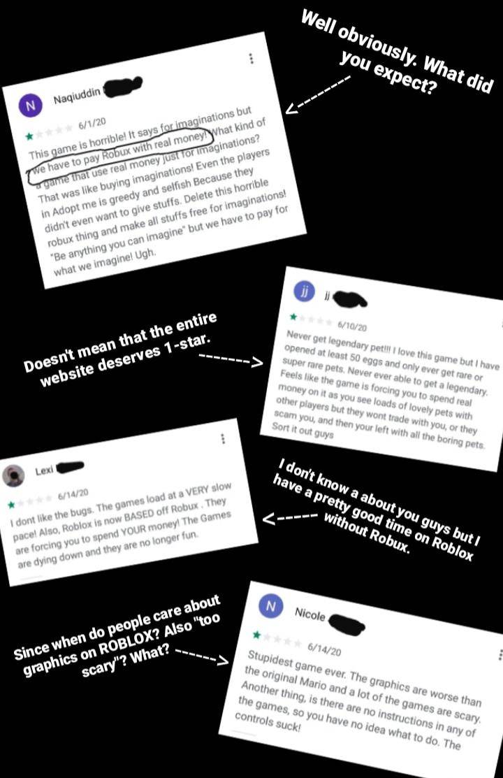 Bad Roblox Google Play 1-star reviews | Scrolller