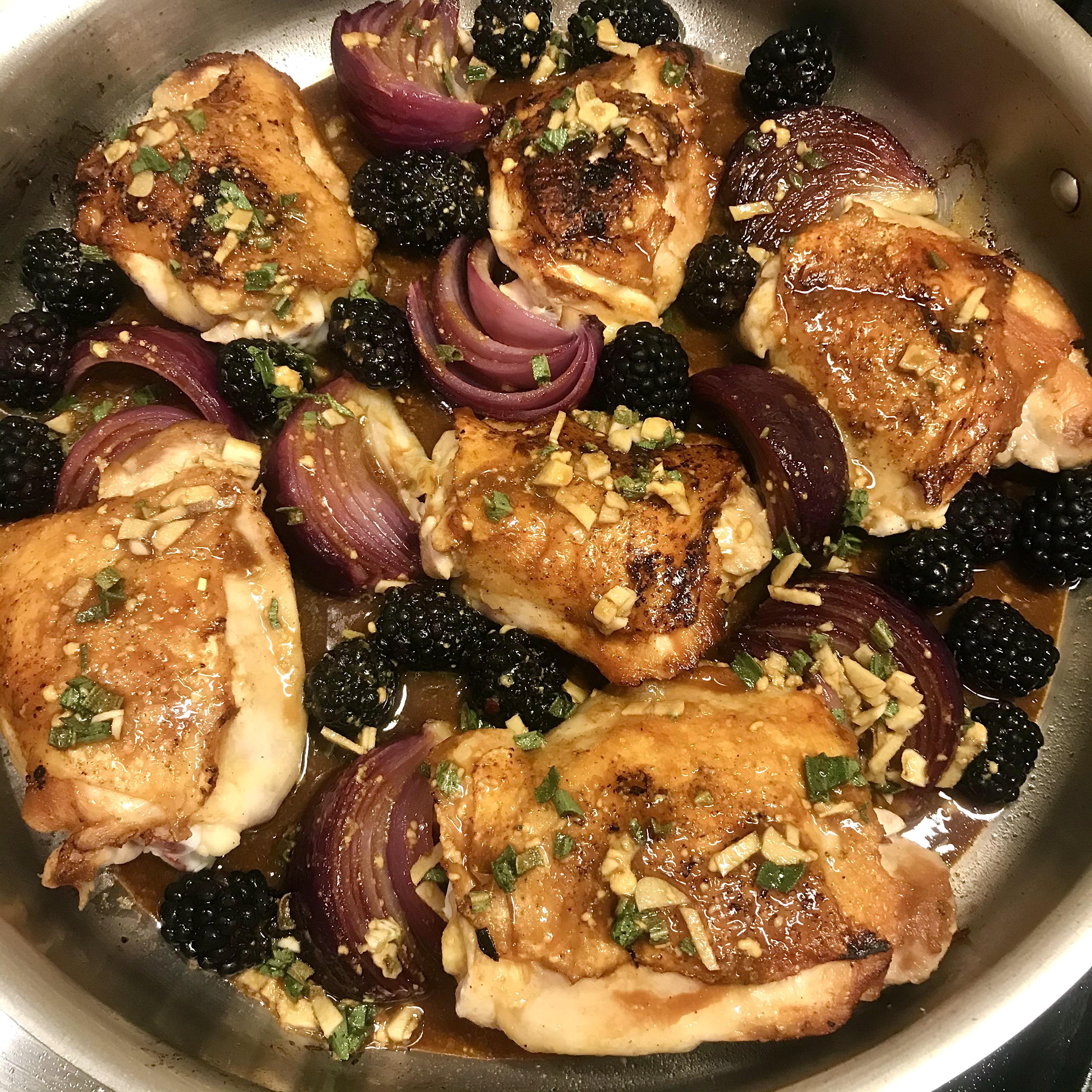 Balsamic/Dijon Glazed Chicken Thighs with Blackberries and Red Onion | Scrolller