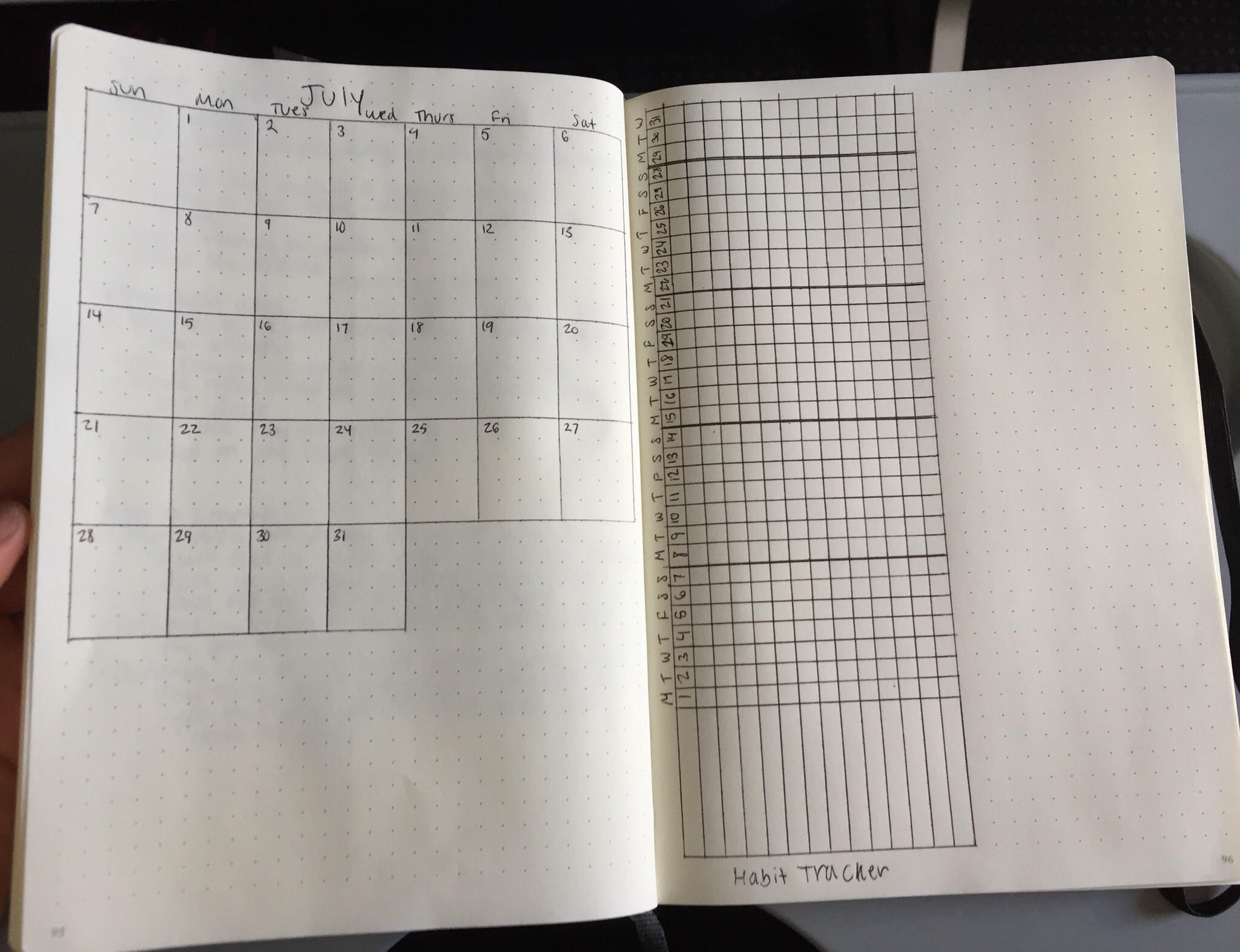 Basic monthly spread & habit tracker | Scrolller