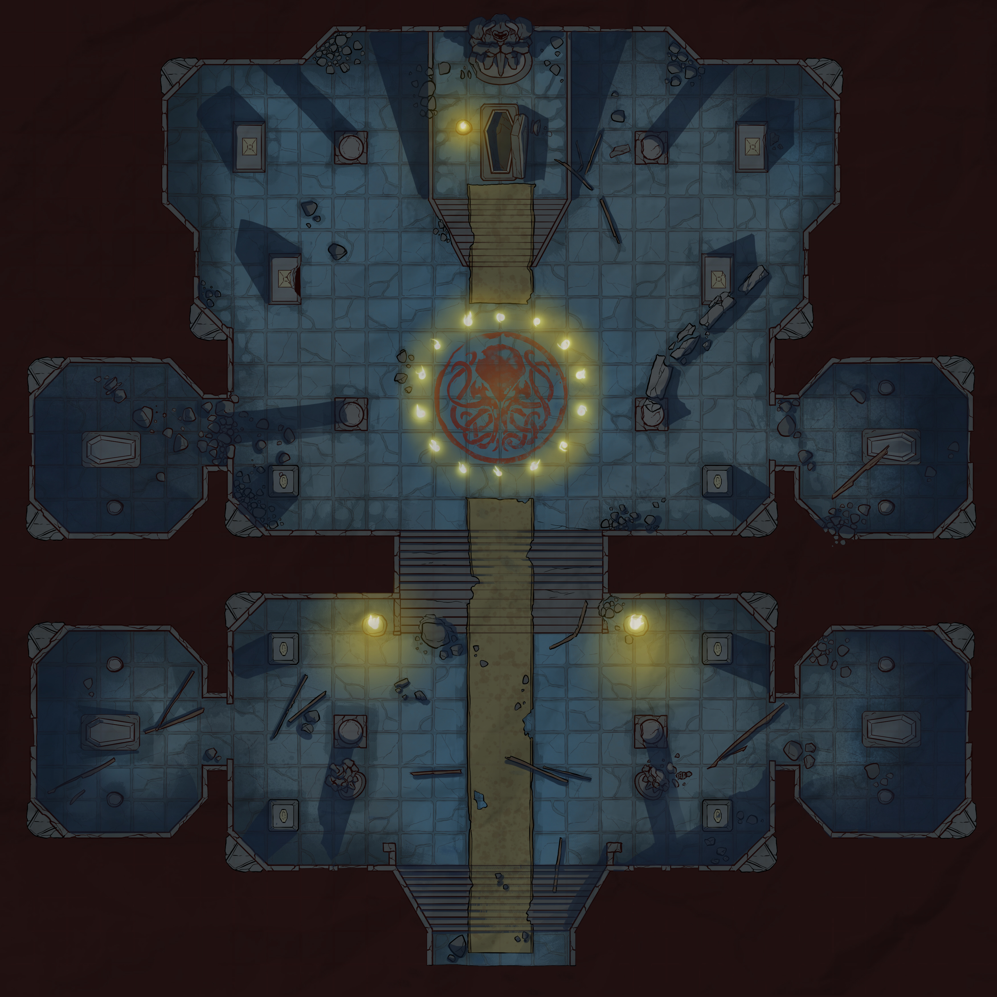 [Battlemap][30x30][3500x3500px] Cursed Catacombs [OC][Art] | Scrolller