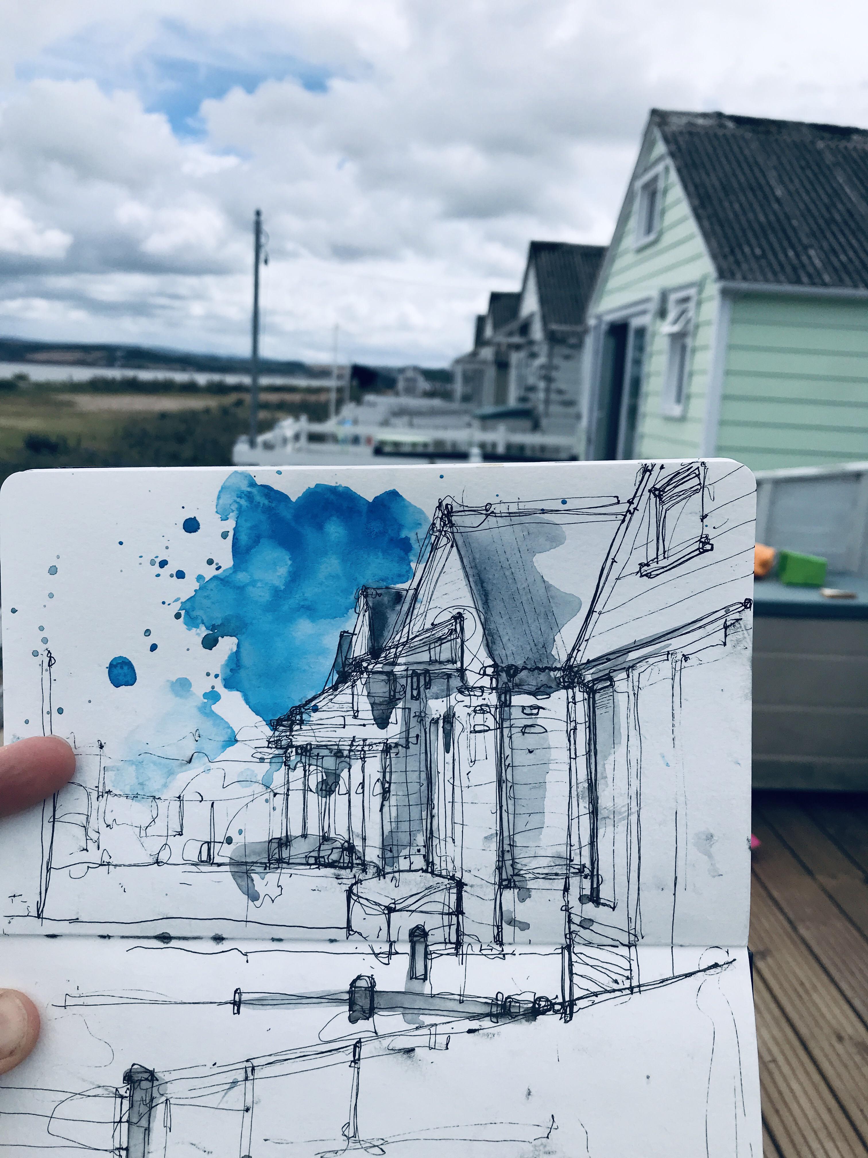 Beach hut sketching, Somerset, UK | Scrolller