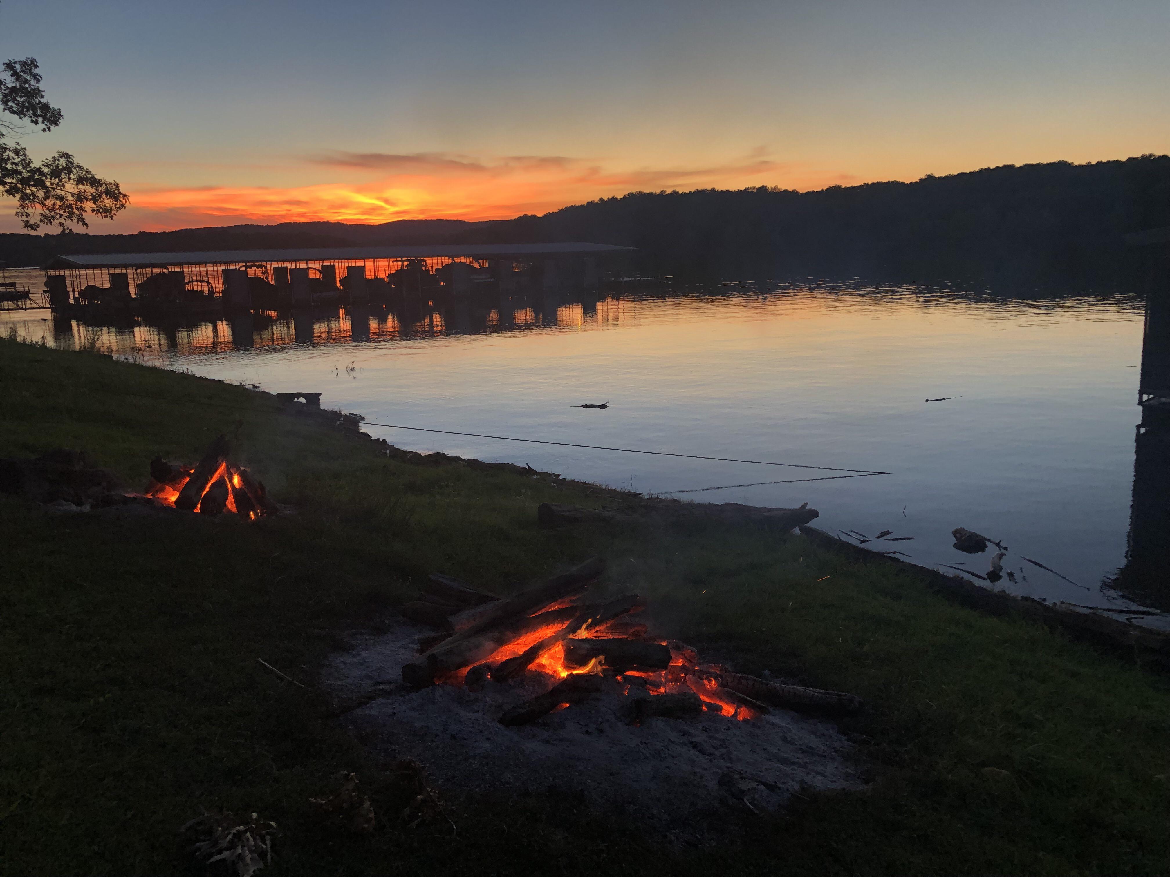 Beautiful bonfires and sunset over Table Rock Lake | Scrolller