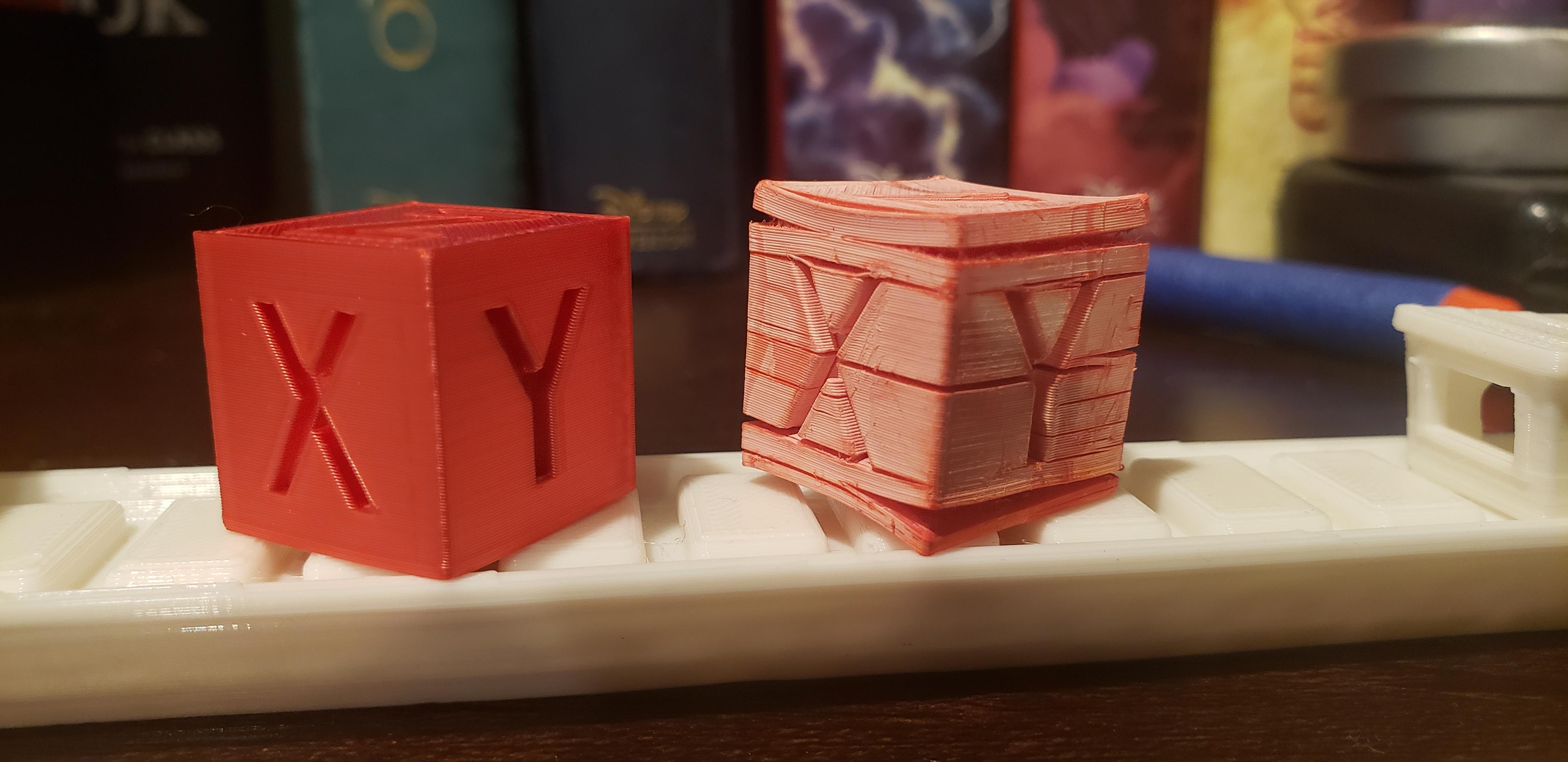 Before and after of a calibration cube submerged in acetone for about 48 hours. | Scrolller