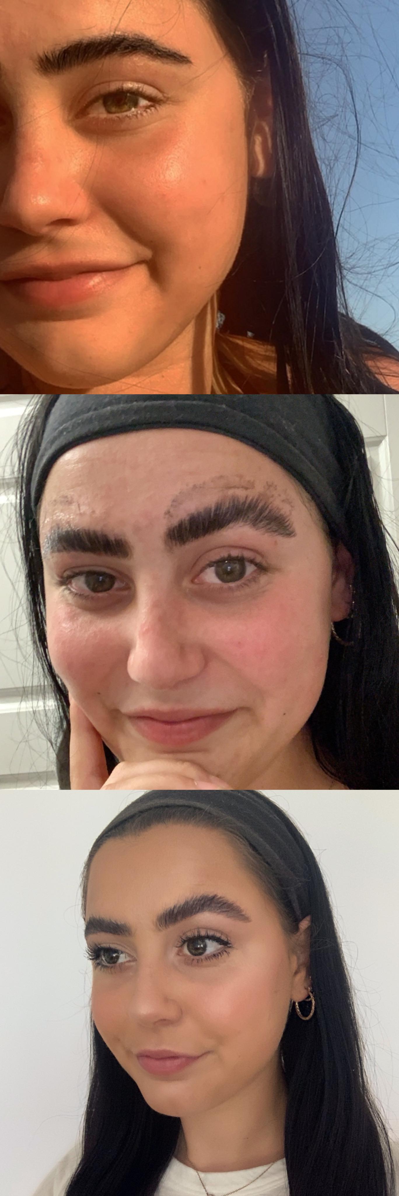 Before, During, and After DIY eyebrow lamination, my 3rd time doing it. My favorite stage is the ...