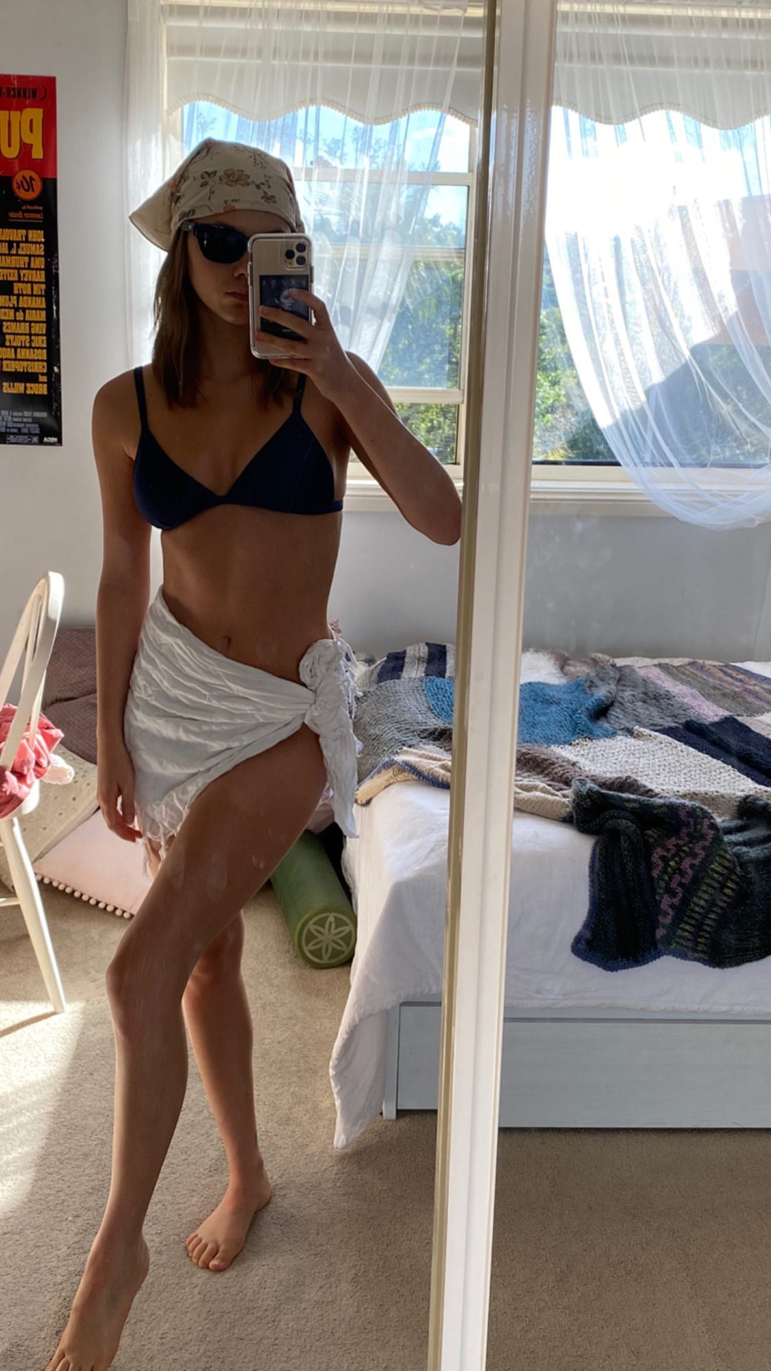 Bikini Top & Bandana in her bedroom. | Scrolller
