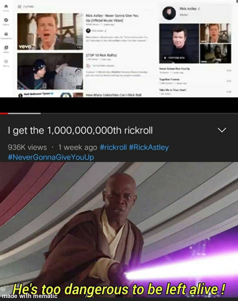 Billionth rick roll go brrrr | Scrolller