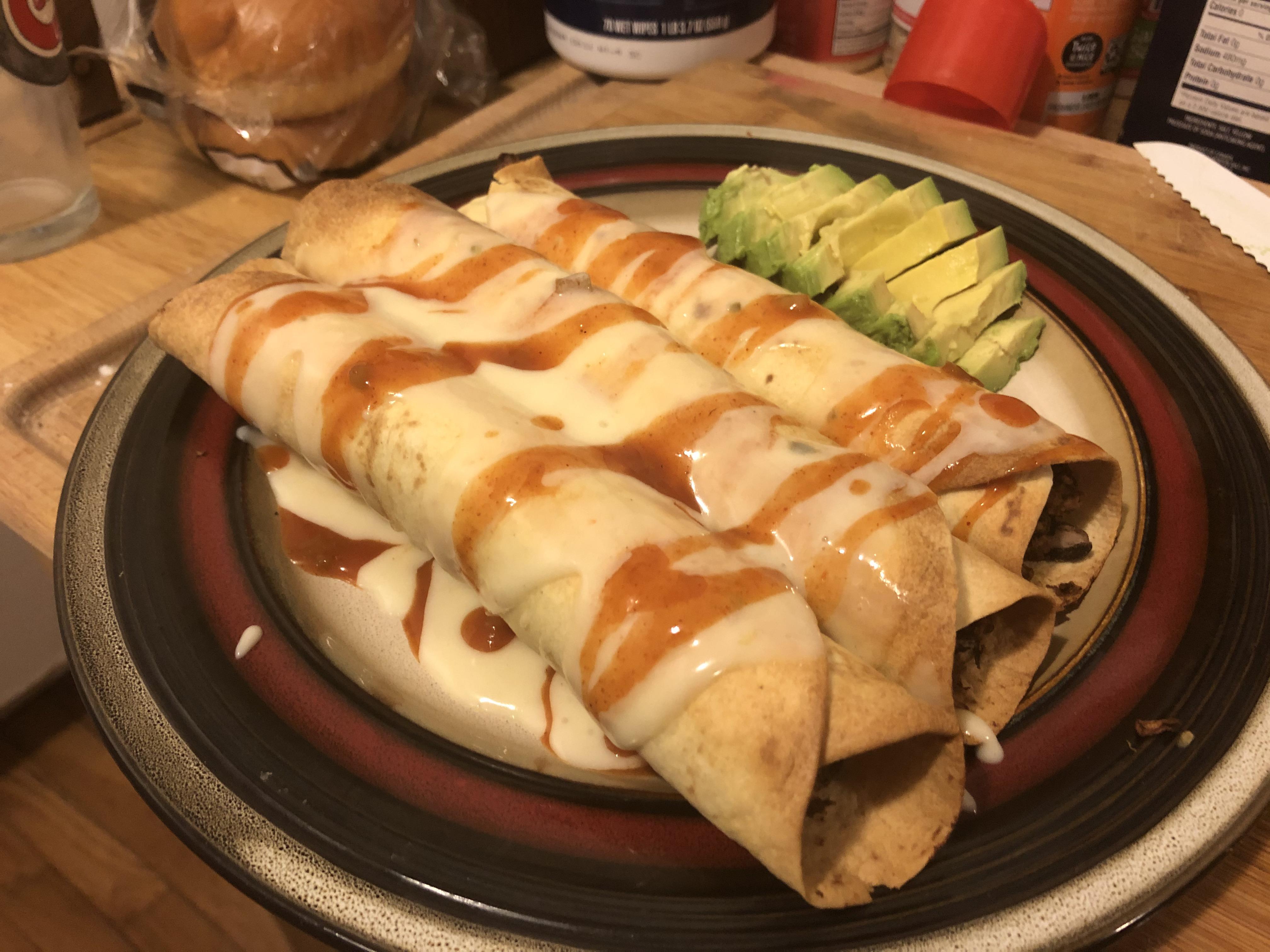 Black bean chimichangas with queso | Scrolller