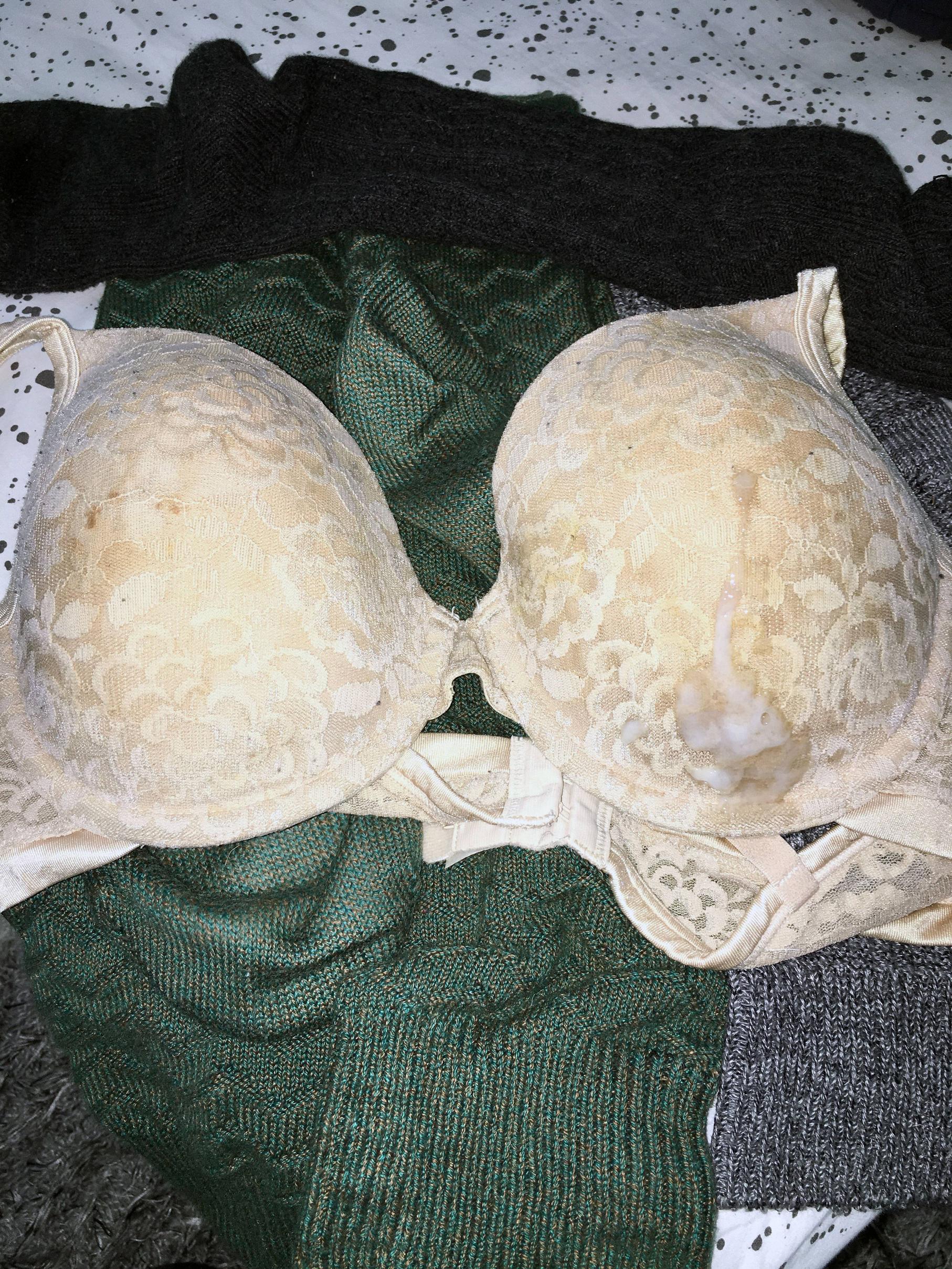 Blew a fresh load on my wife's old 34C tan lace bra | Scrolller