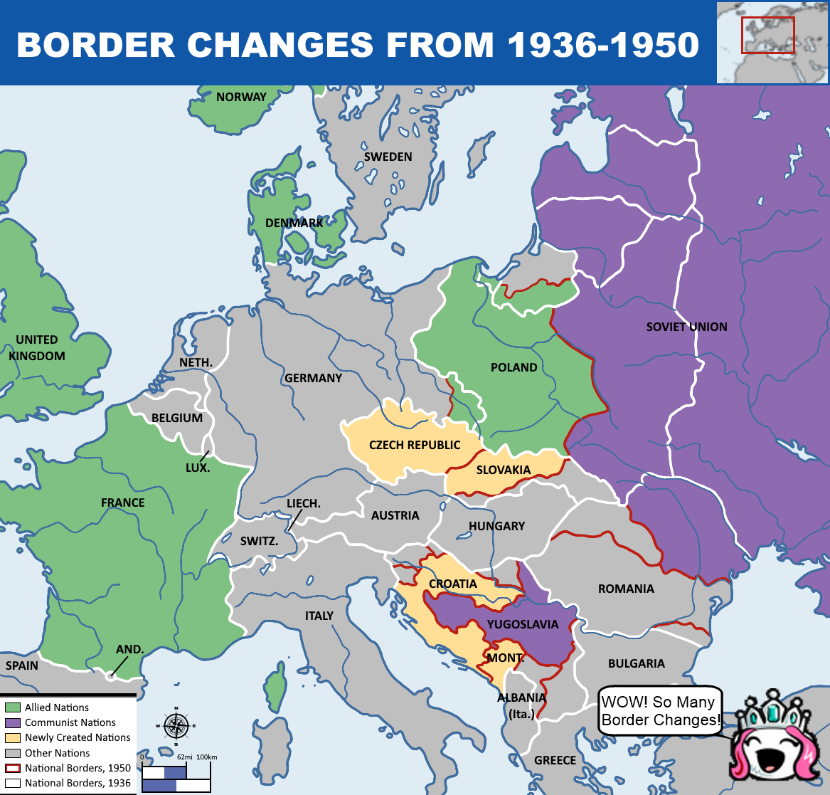 Border Changes from 1936-1950 | Scrolller