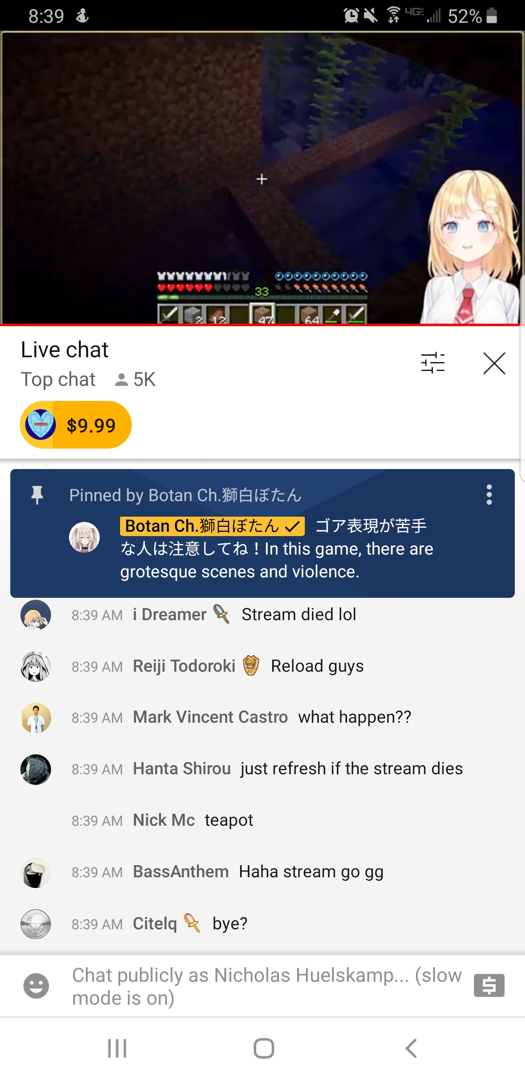 Botan's pinned message seems accurate | Scrolller