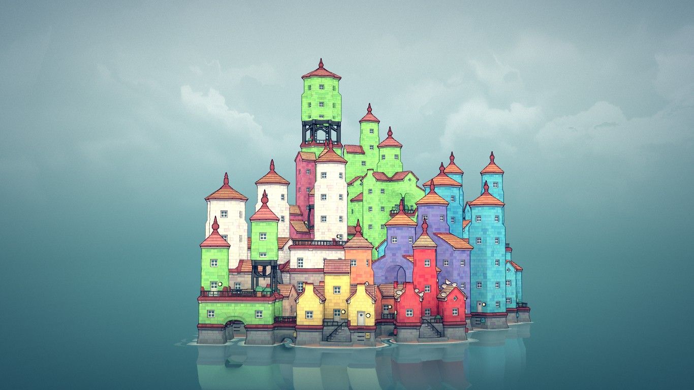 Both my first post, and my first proper build in Townscaper! A simple vista of a small seaside ...