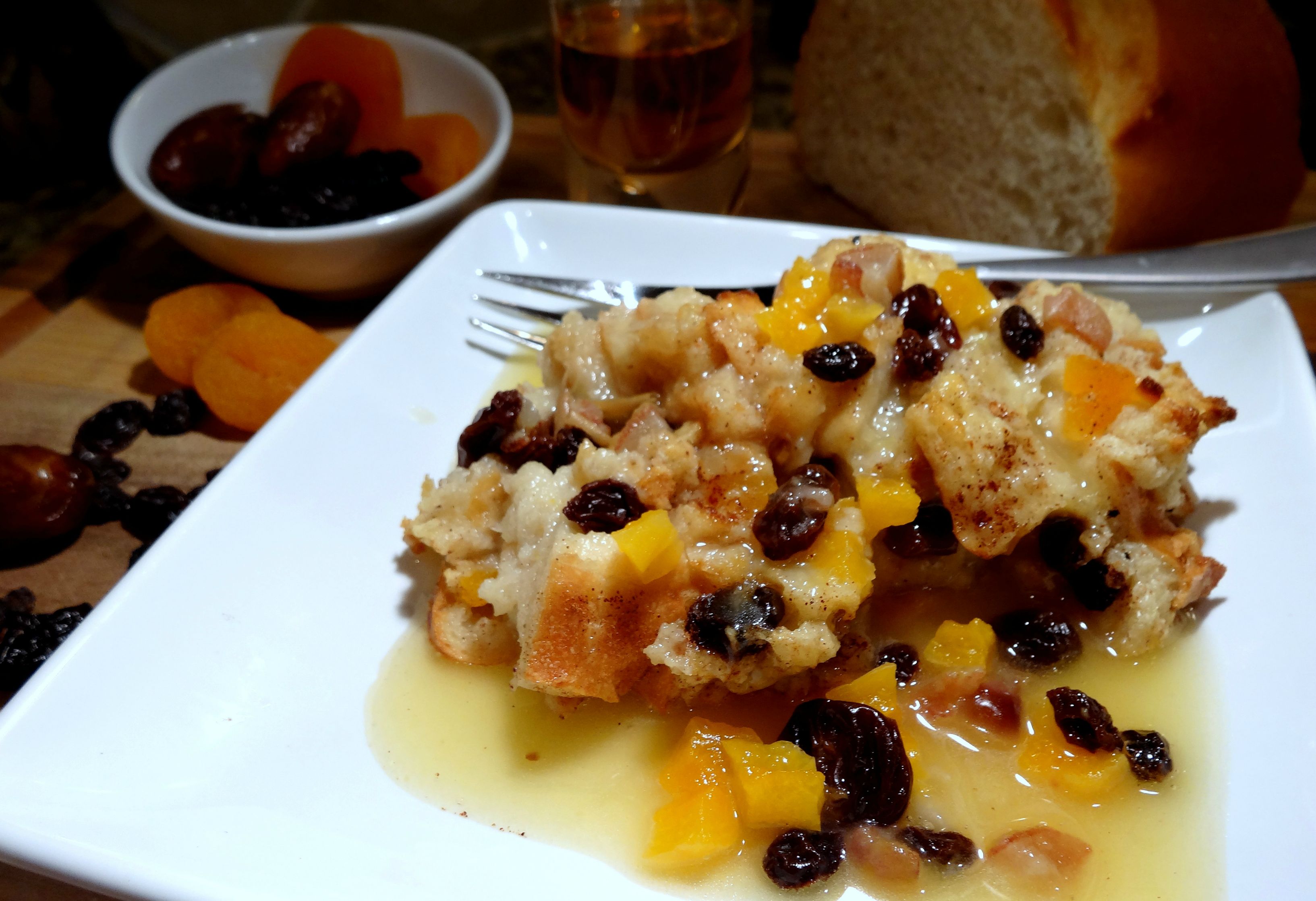 Bread Pudding with Dried Fruit and Bourbon Sauce [4896X3672] [OC] | Scrolller