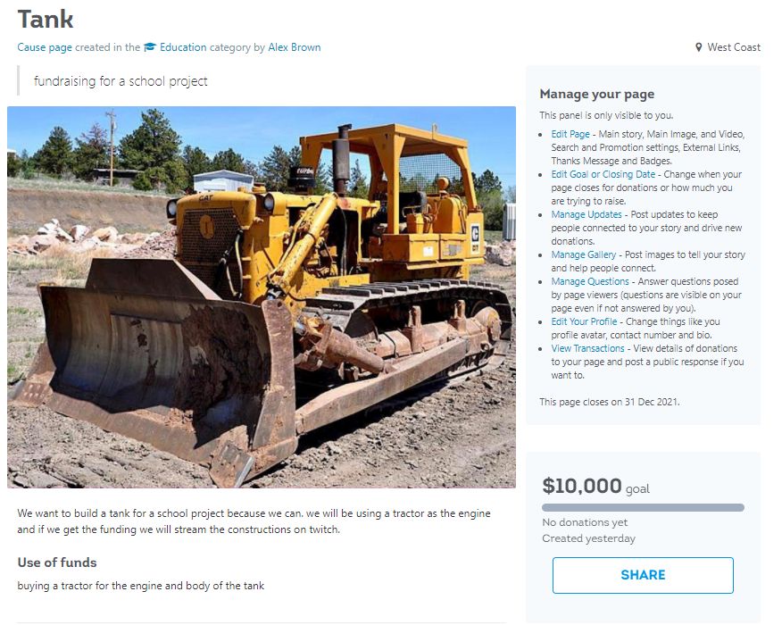 building tank for school project | Scrolller