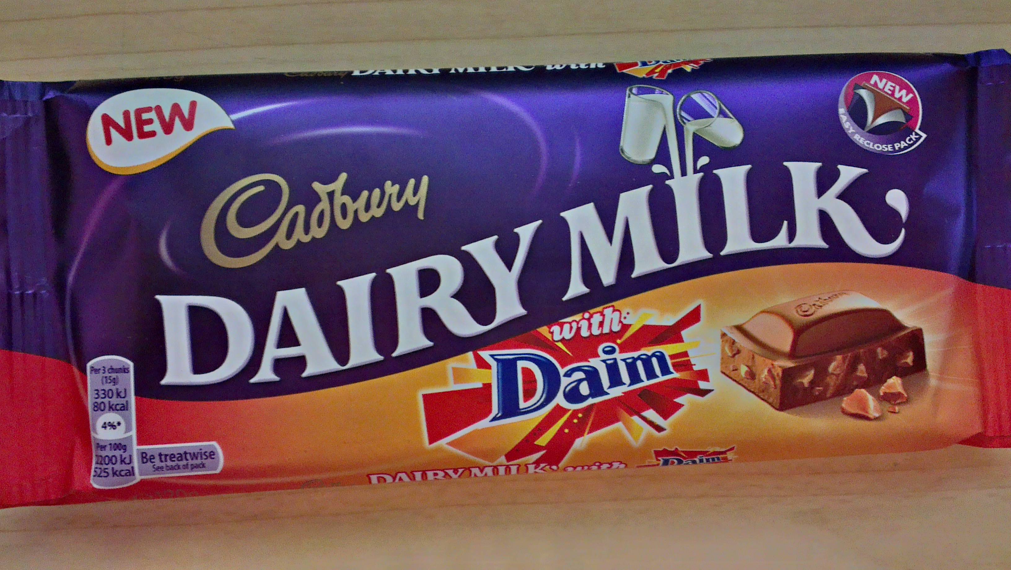 Cadbury Dairy Milk with Daim (crunchy butter almond pieces) absolutely gorgeous, you must try it ...