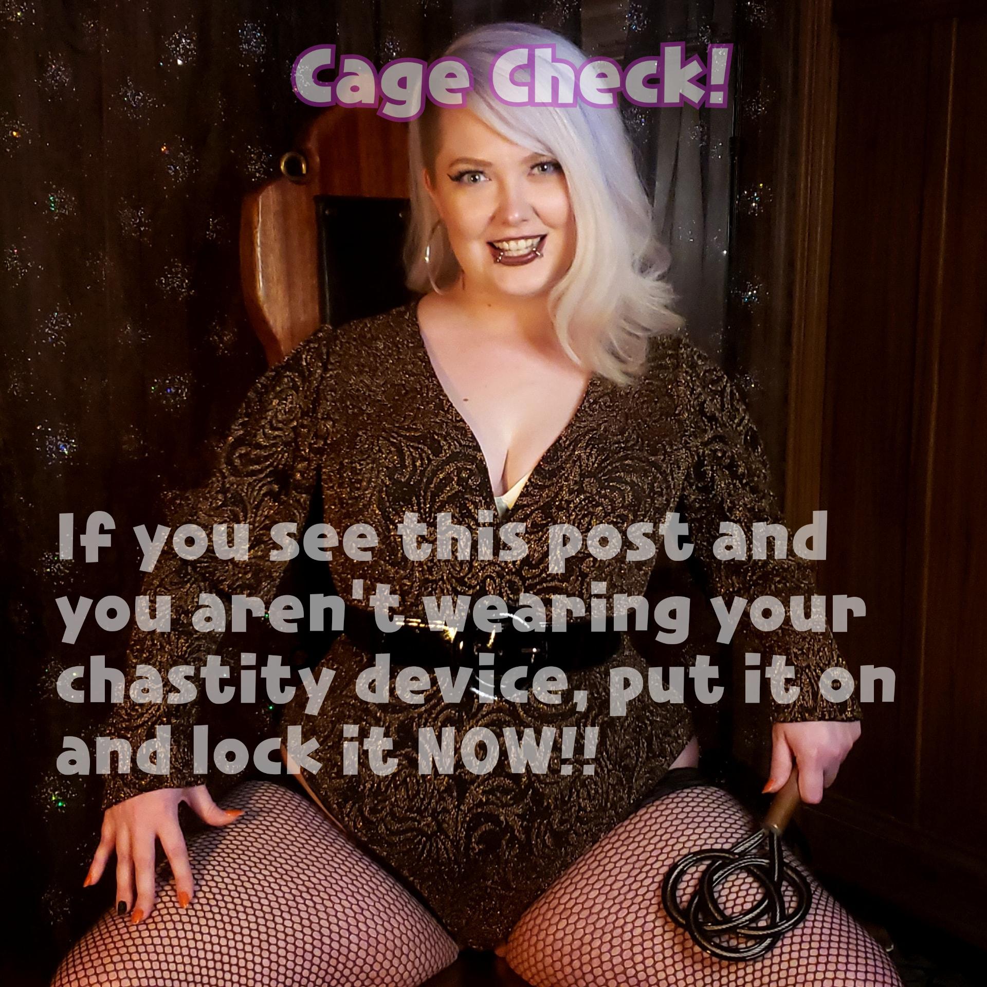 Cage check!! Don't scroll past this post without locking yourself up nice and tight for Mistress ...
