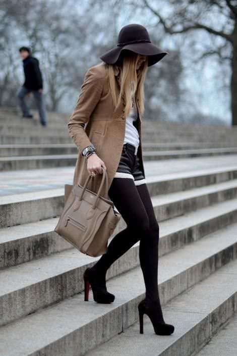 Camel Coat and Thick Tights | Scrolller