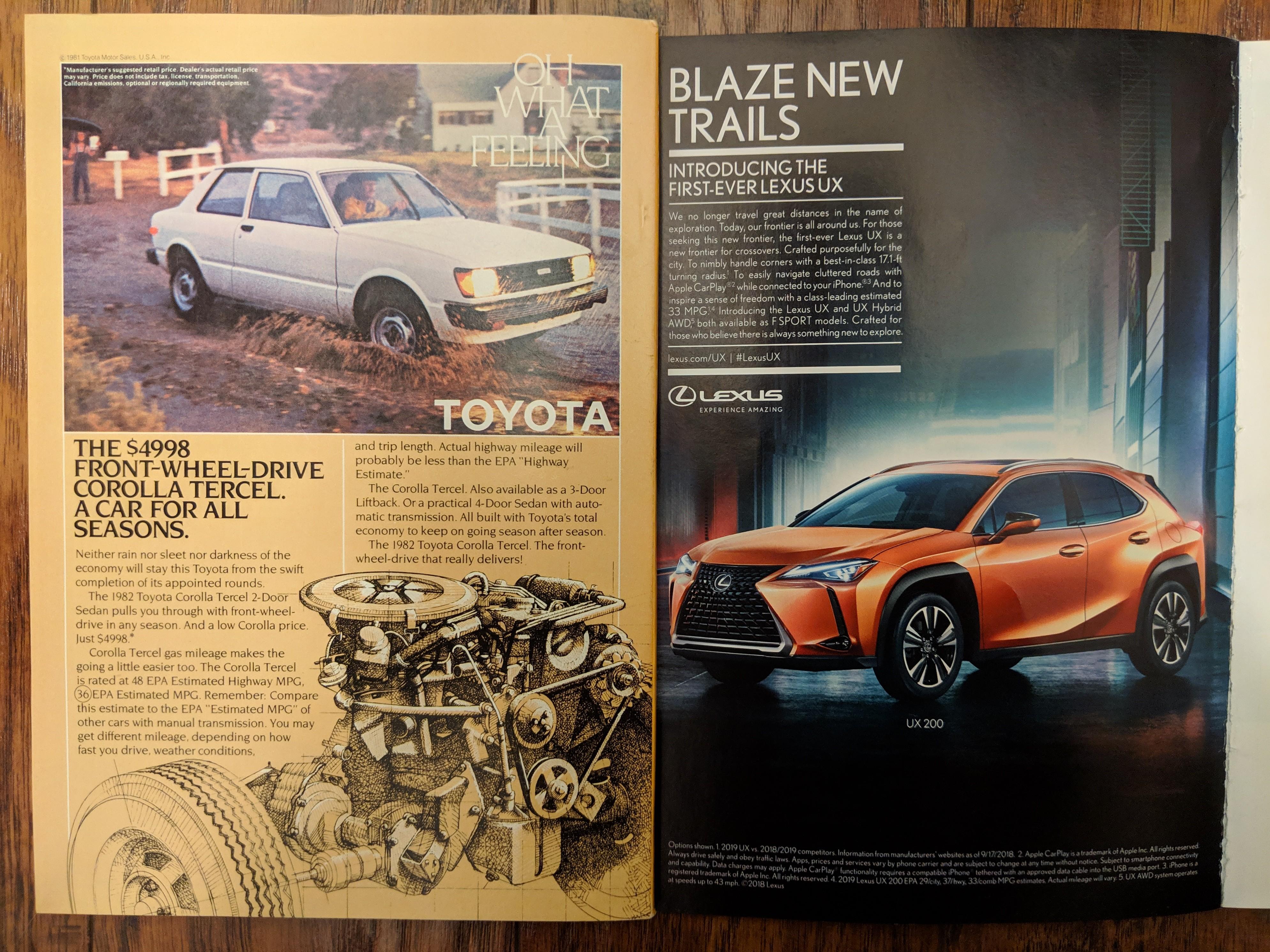 Car ads from National Geographic - June 1982 vs. February 2019 | Scrolller