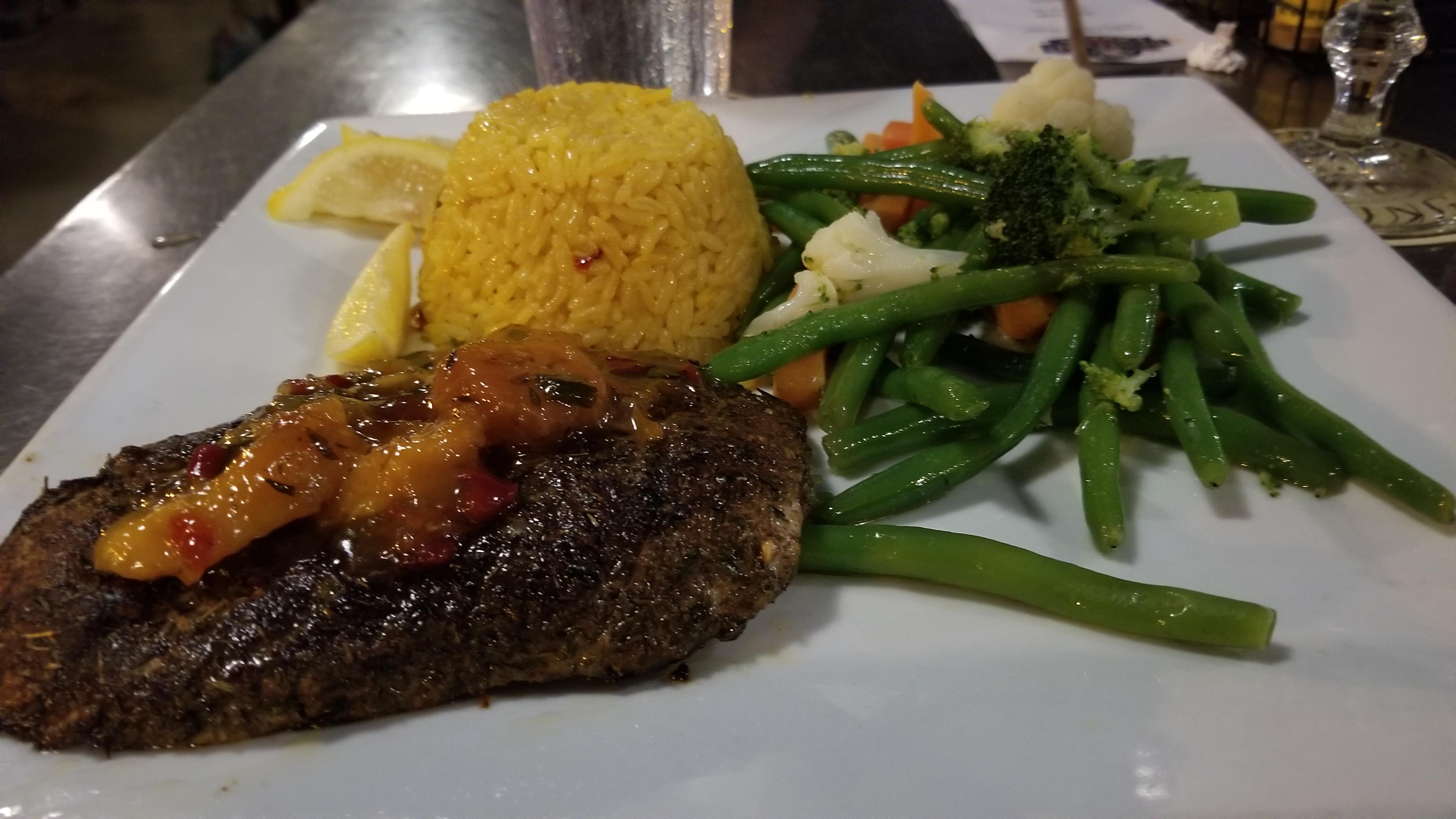 Caribbean spice mahi mahi w/plantain chutney. | Scrolller