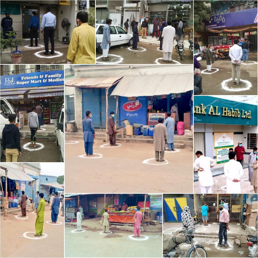Chalk circles in Sindh helping customers keep social distance | Scrolller