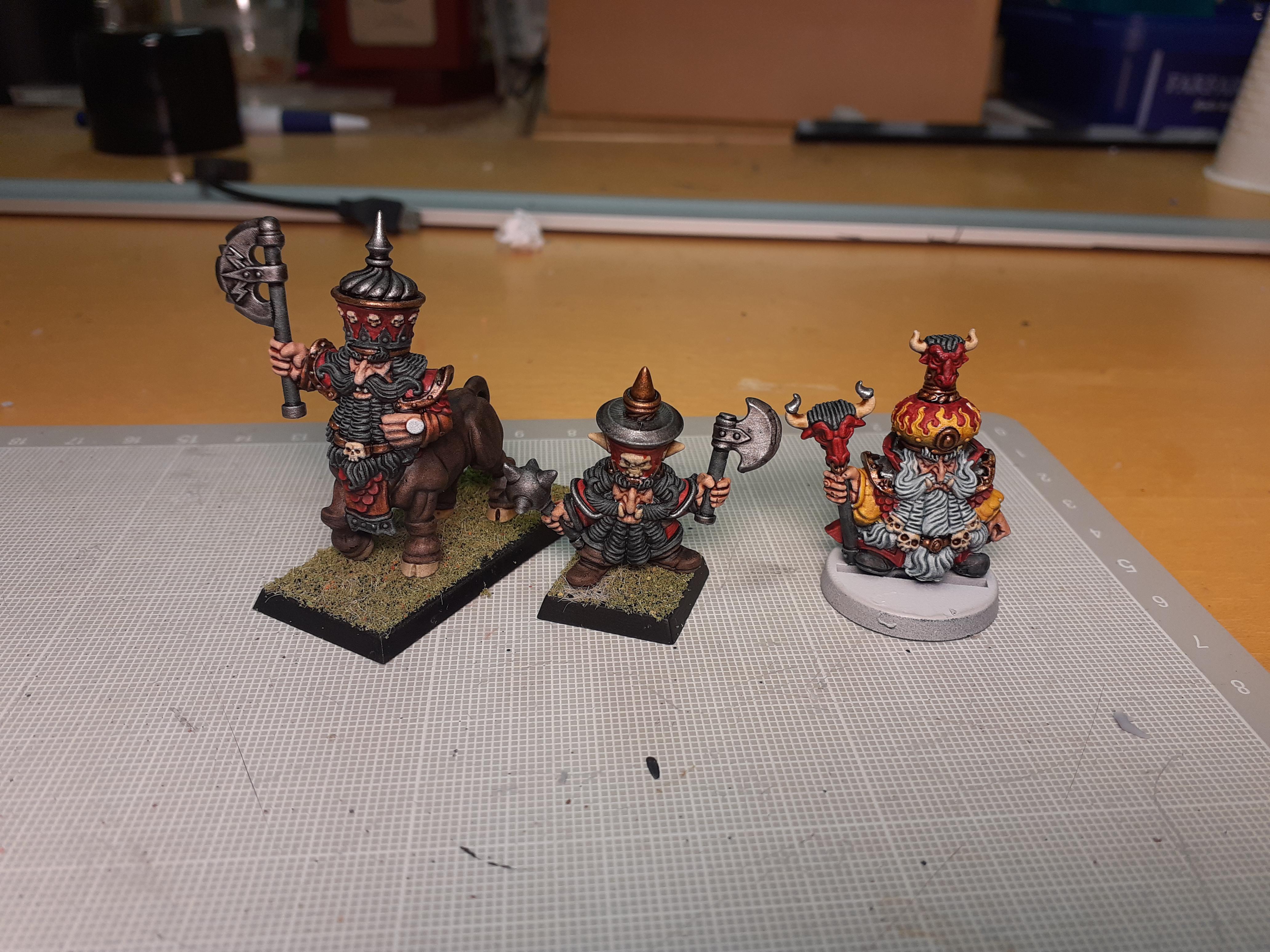 Chaos dwarf bullcentaur, hero, and sorcerer. All from Fabelzel. | Scrolller