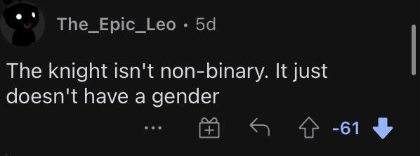 Character that doesn’t fit “male-female” dichotomy definitely isn’t “Non-Binary” according to ...