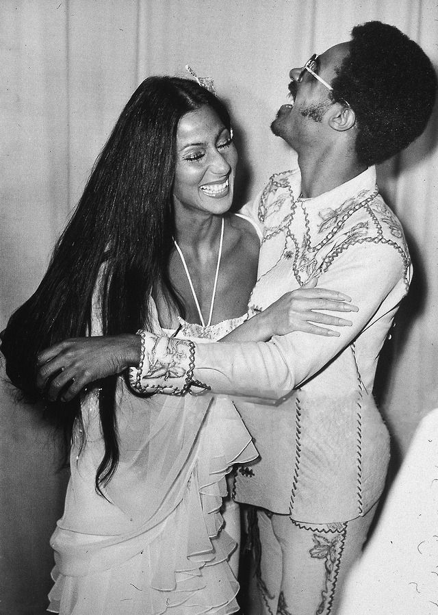 Cher and Stevie Wonder at the 1974 Grammys | Scrolller