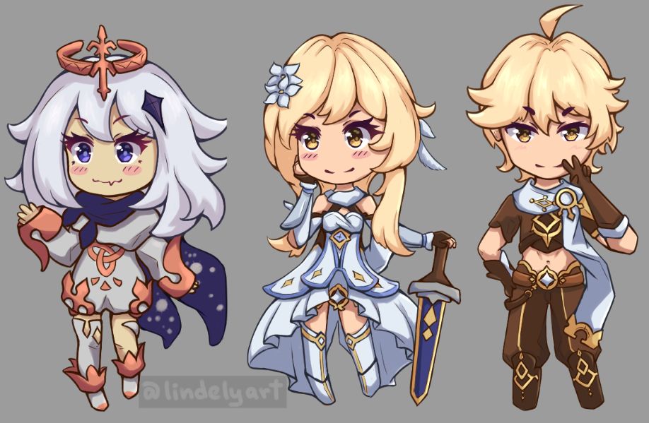 Chibi art: Paimon and Travelers! ♡ | Scrolller
