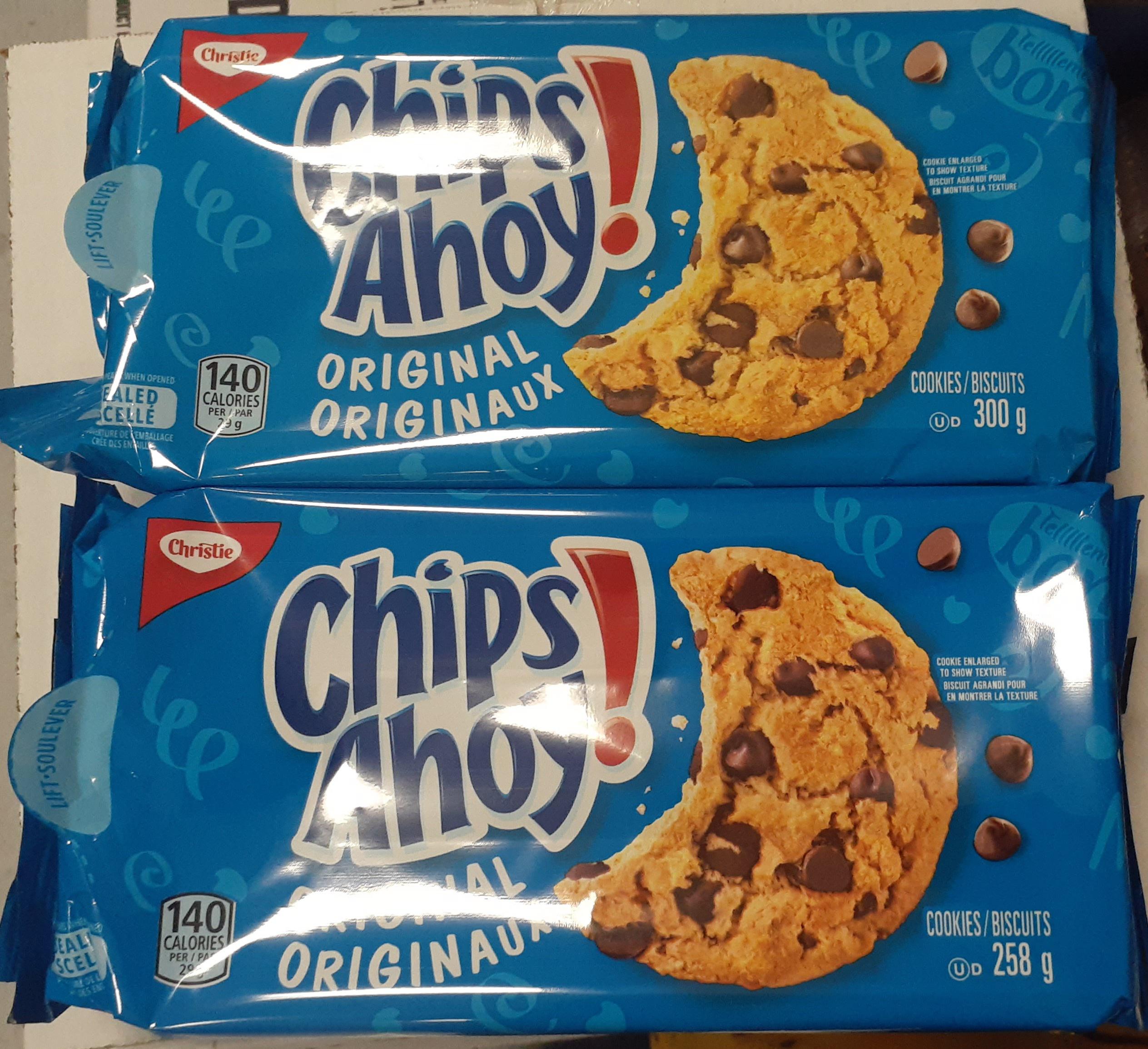 Chips ahoy cookies, silently shrinking the size of their cookies while keeping the packaging and ...