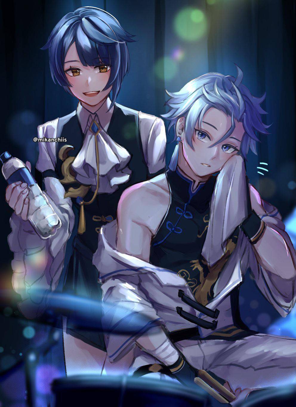 Drummer Chongyun + Waiter Xingqiu by mikanchiis on Twitter | Scrolller