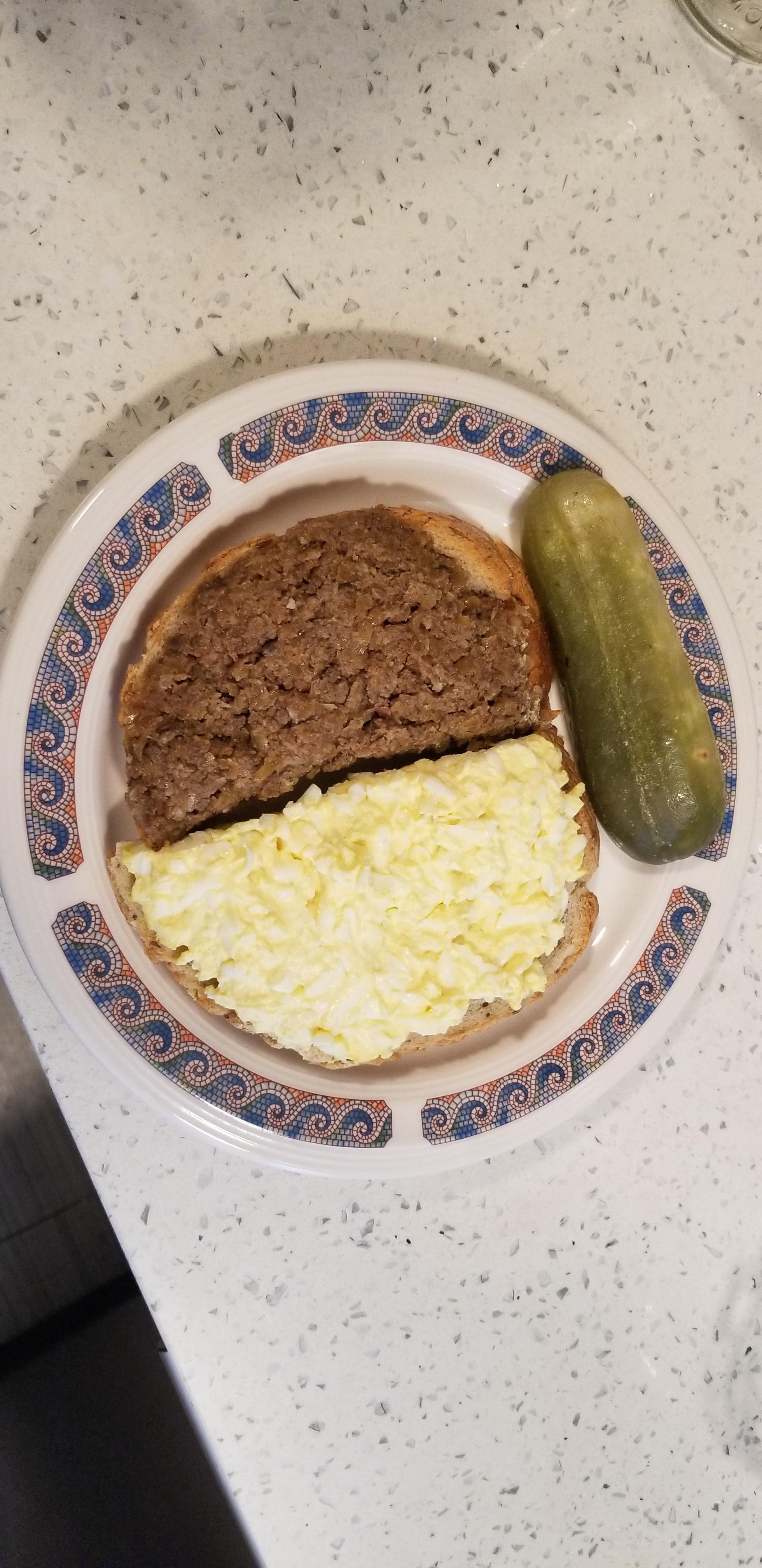 Chopped liver and chopped egg open faced sammich from Langer's Deli | Scrolller