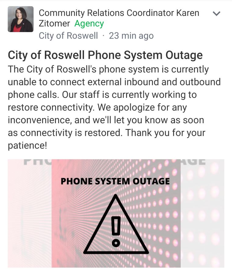 City of Roswell Phone System Outage | Scrolller