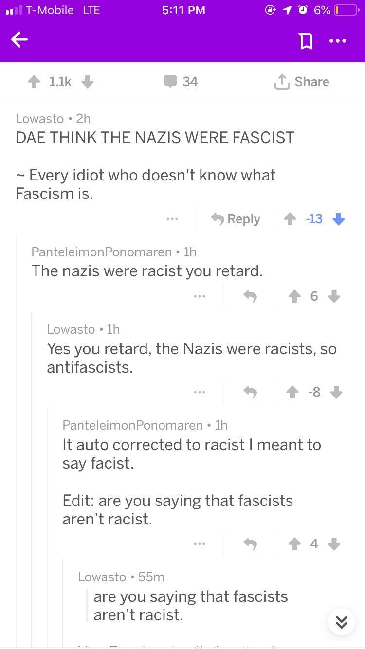 Claims nazis were socialistic and that Facism is actually okay | Scrolller