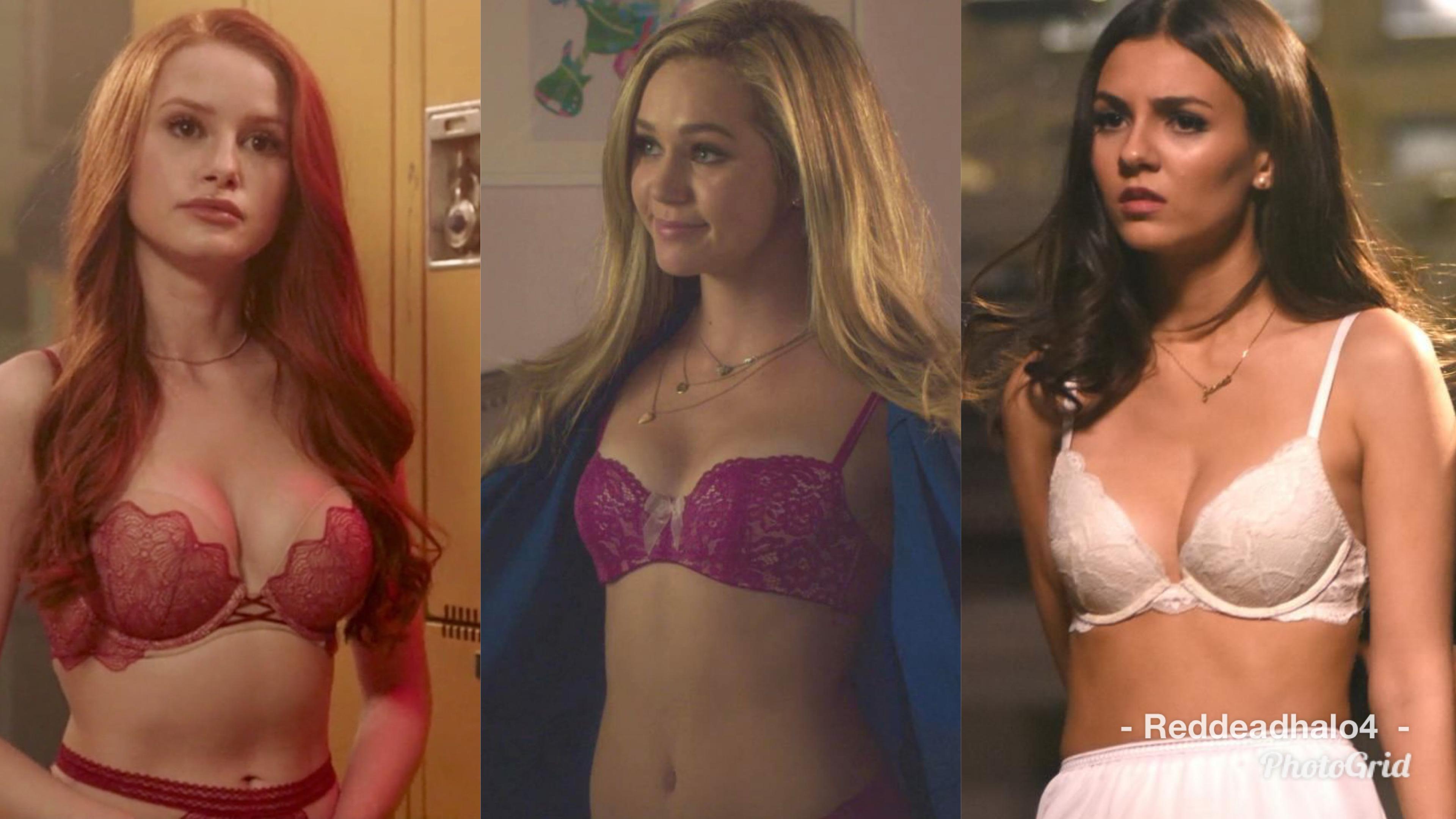 Classic Conundrum in Lacy Bras: Madelaine Petsch, Brec Bassinger, Victoria Justice | Scrolller