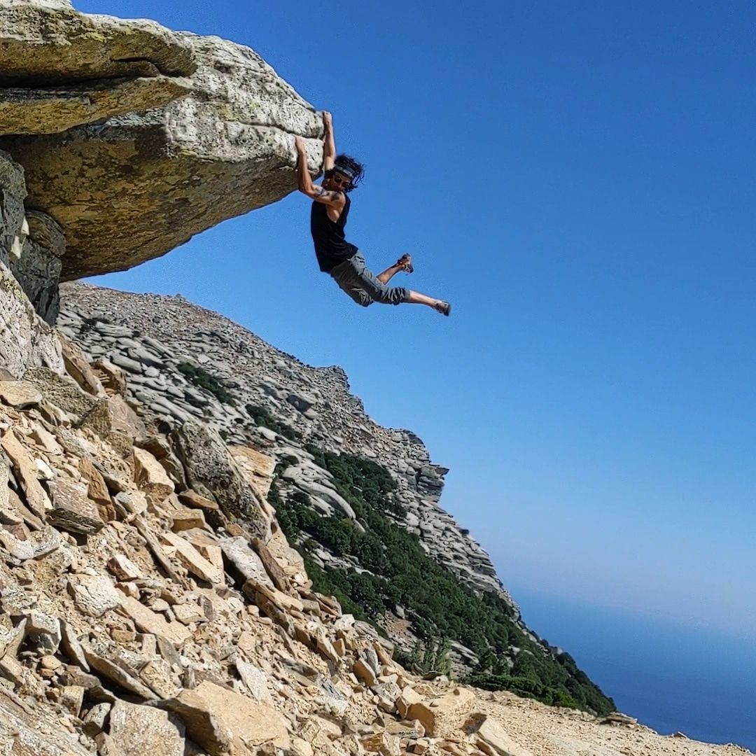Climbing in the mountains Ikaria feels like climbing on the surface of the moon - low gravity ...