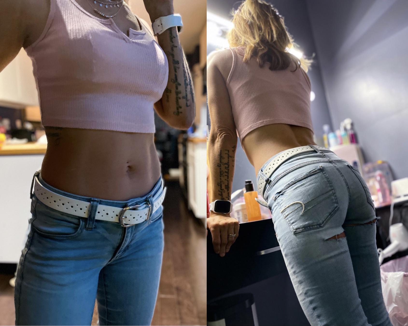 Clothed but still possible butt cheek! | Scrolller